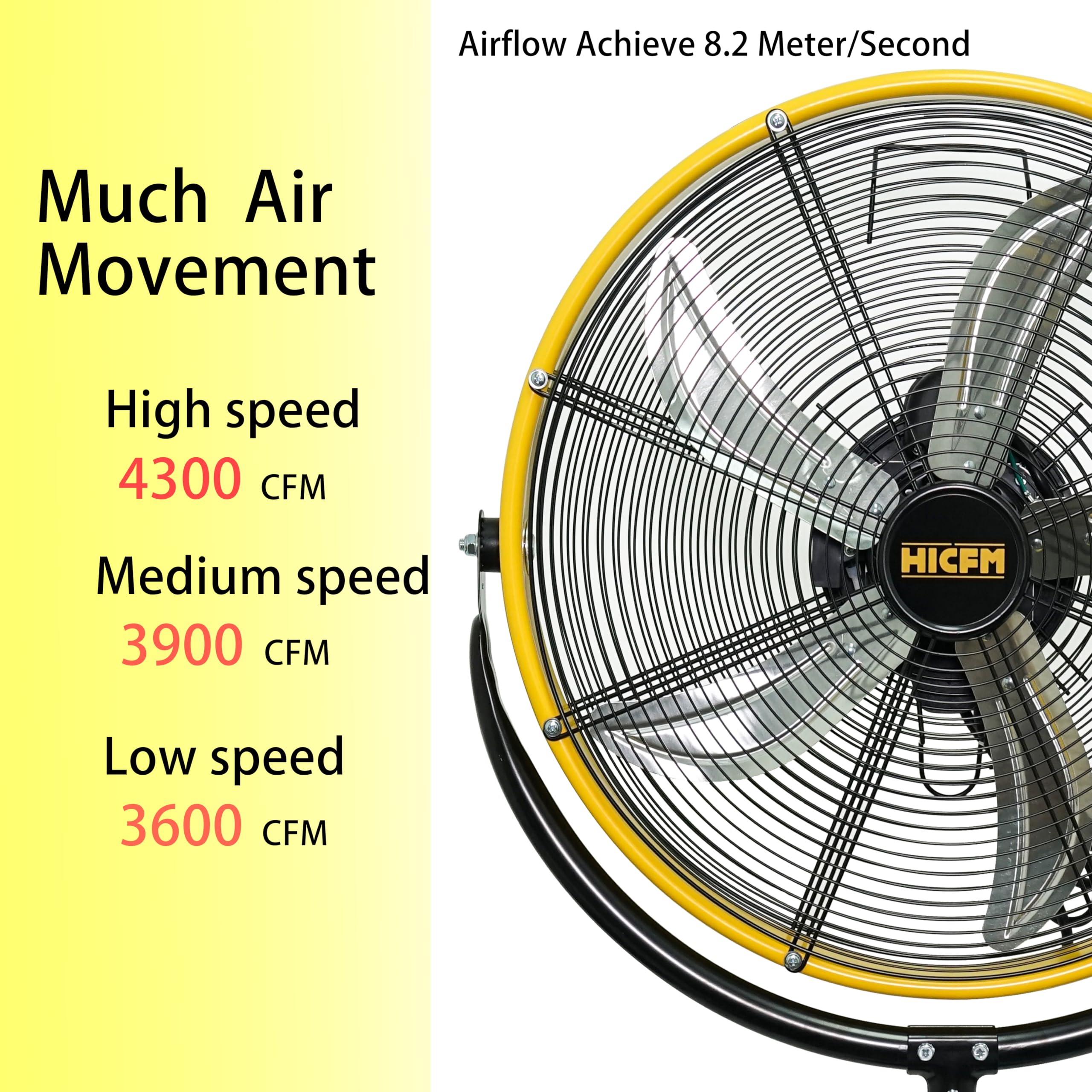 Snapklik.com : HiCFM 20 Tilting Pedestal Fan, 4300 CFM High Velocity 3 ...