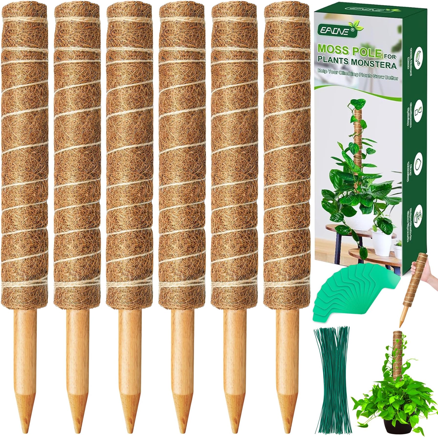 Amazon.com : BESMYJ Moss Pole Monstera Plants Support 48.7inch - 4 Pack ...