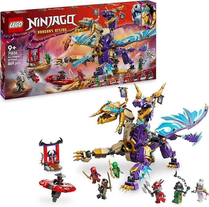 LEGO NINJAGO Arc Dragon of Focus Toy with 8 Minifigures and a Spinjitzu ...