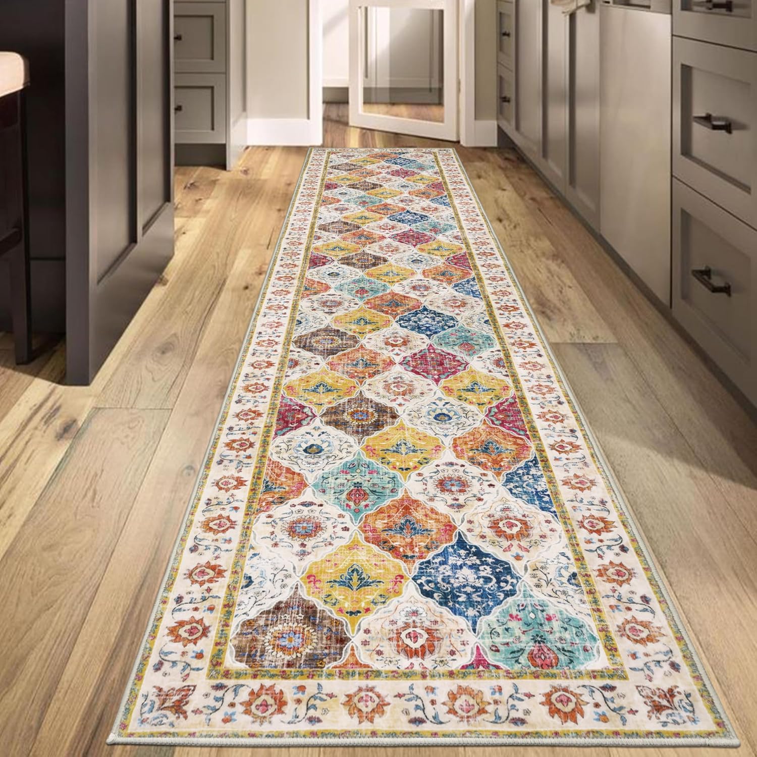 HEBE Boho Runner Rug 2x10 Ft Vintage Soft Hallway Rug Runner Washable ...