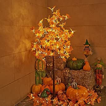 Amazon.com: LIGHTSHARE 5FT 96LED Artificial Lighted Maple Tree Warm ...