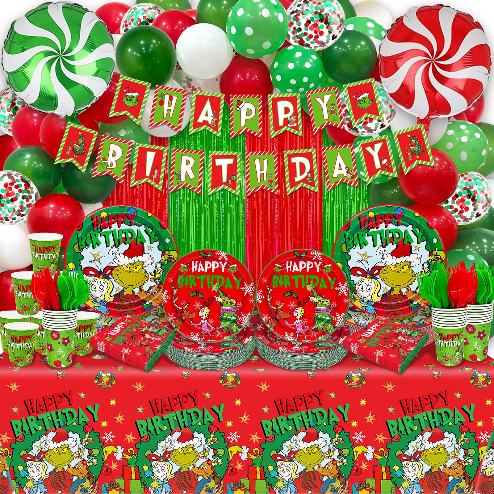 Amazon.com: 230Pcs Christmas Birthday Decorations Christmas Birthday ...