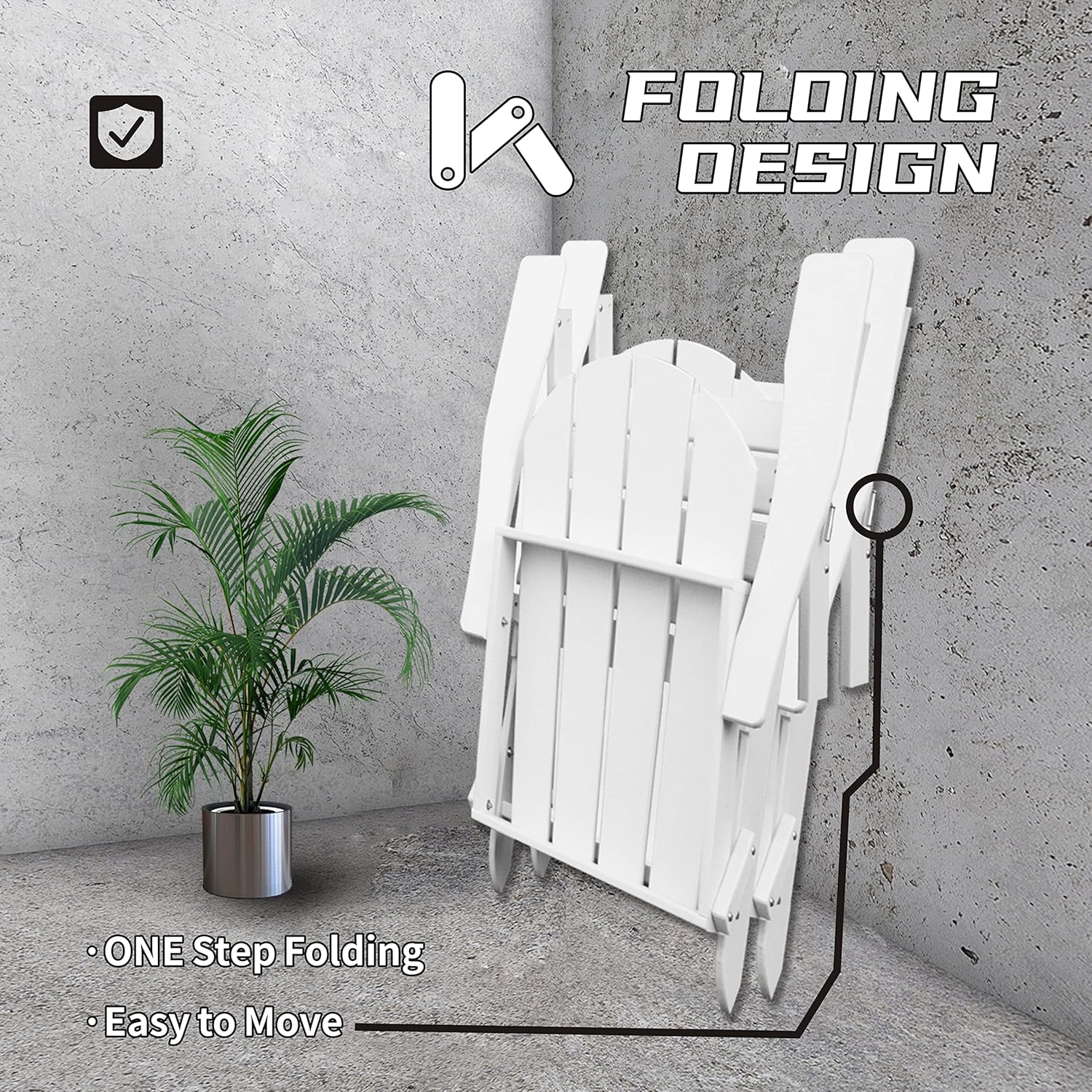 BIVODA Silla Adirondack para exteriores con grano de madera natural ...