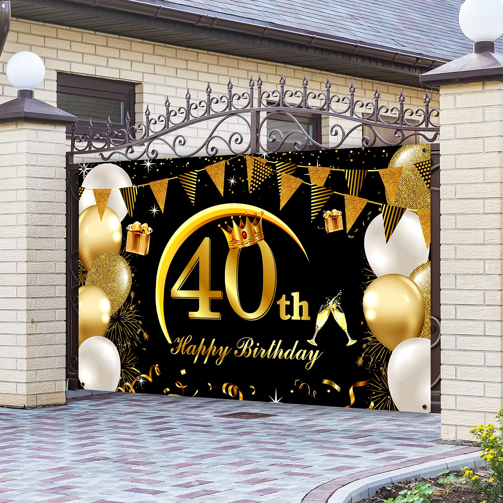 Buy Happy 40th Birthday Banner, NIKUMO 40th Birthday Party Decoration ...