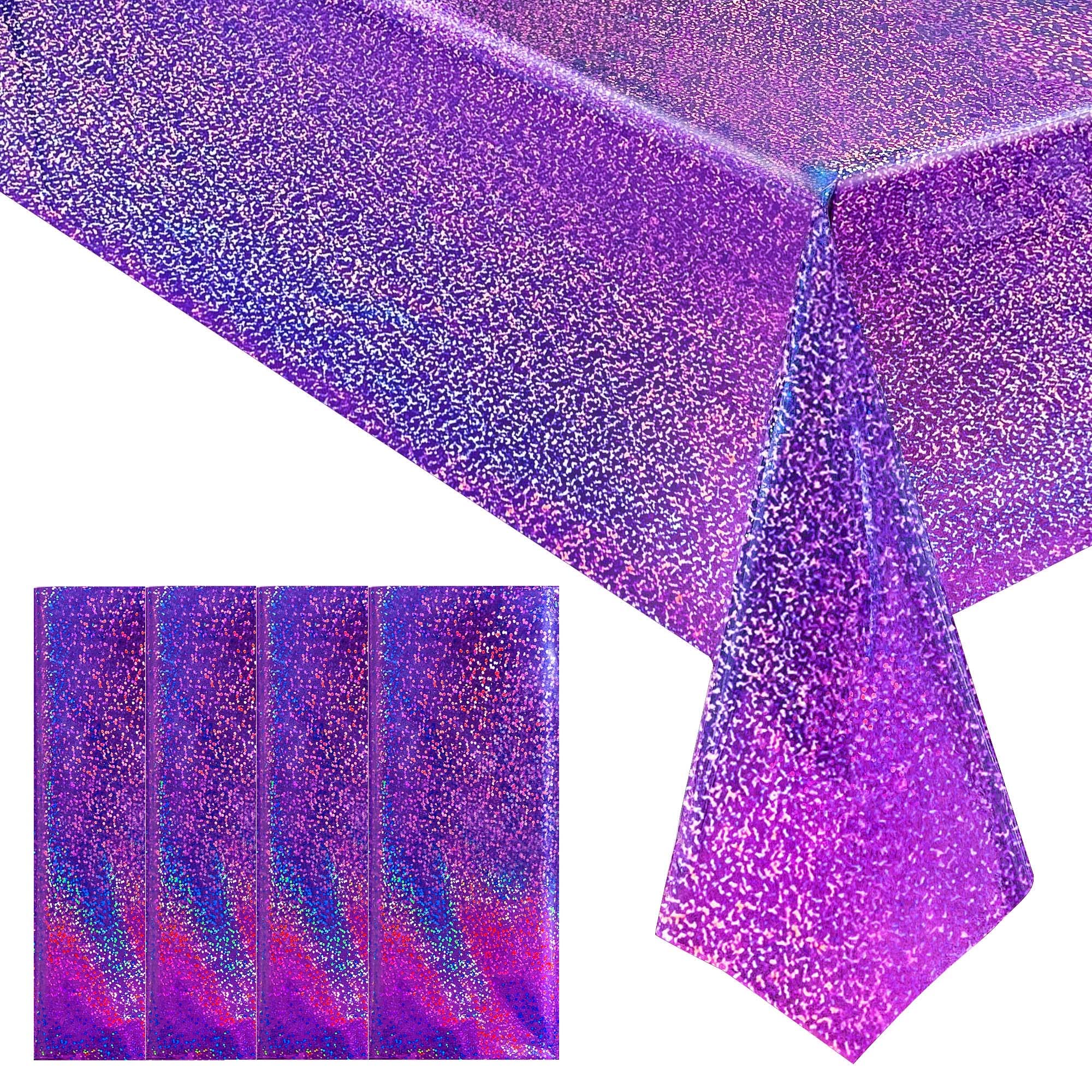 Amazon.com: 4 pcs Purple Holographic Laser Tablecloths Iridescence ...