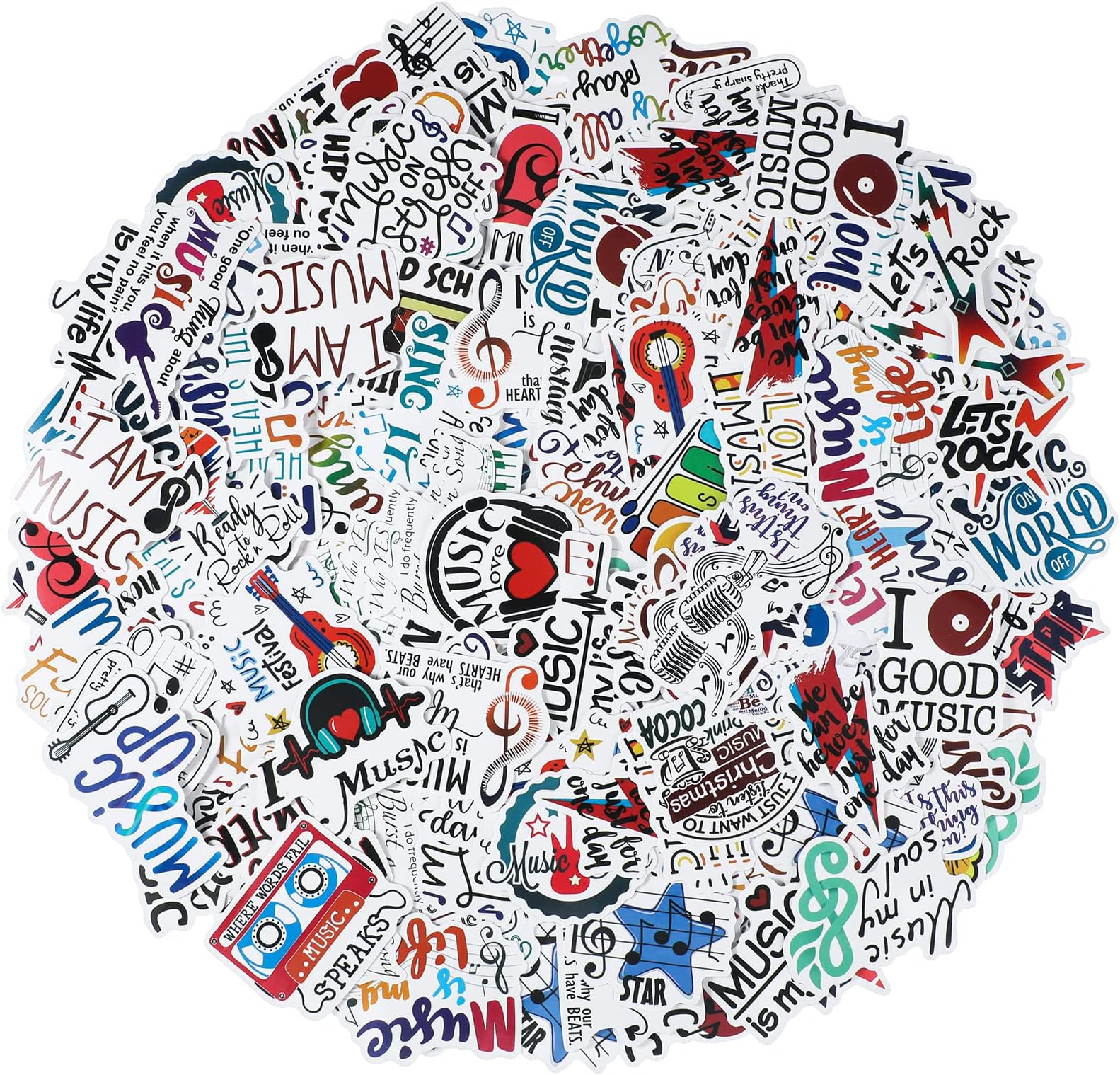 Amazon.com: Bewudy 100 Pcs Music Stickers Guitar Stickers, Funny Music ...