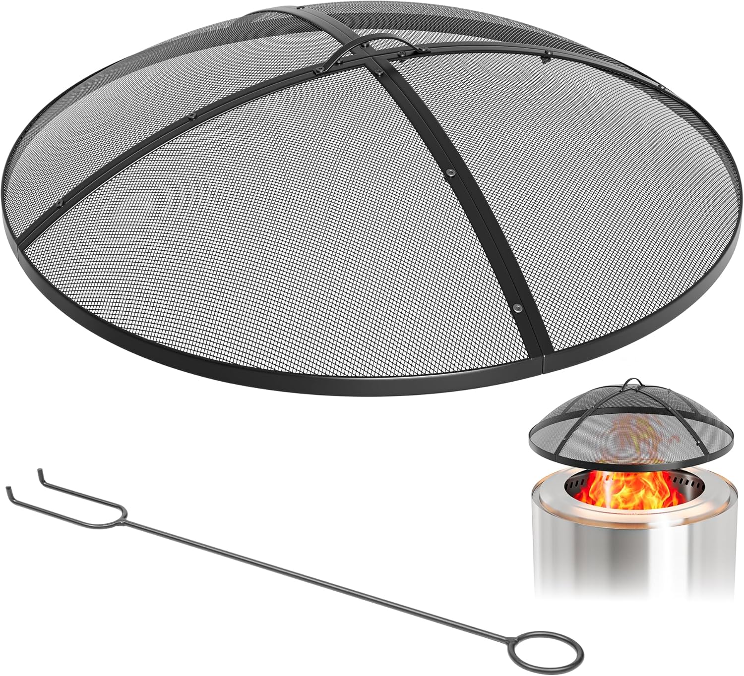 Amazon.com: YITAHOME 30" Fire Pit Screen with Top Ring & Poker, Iron ...