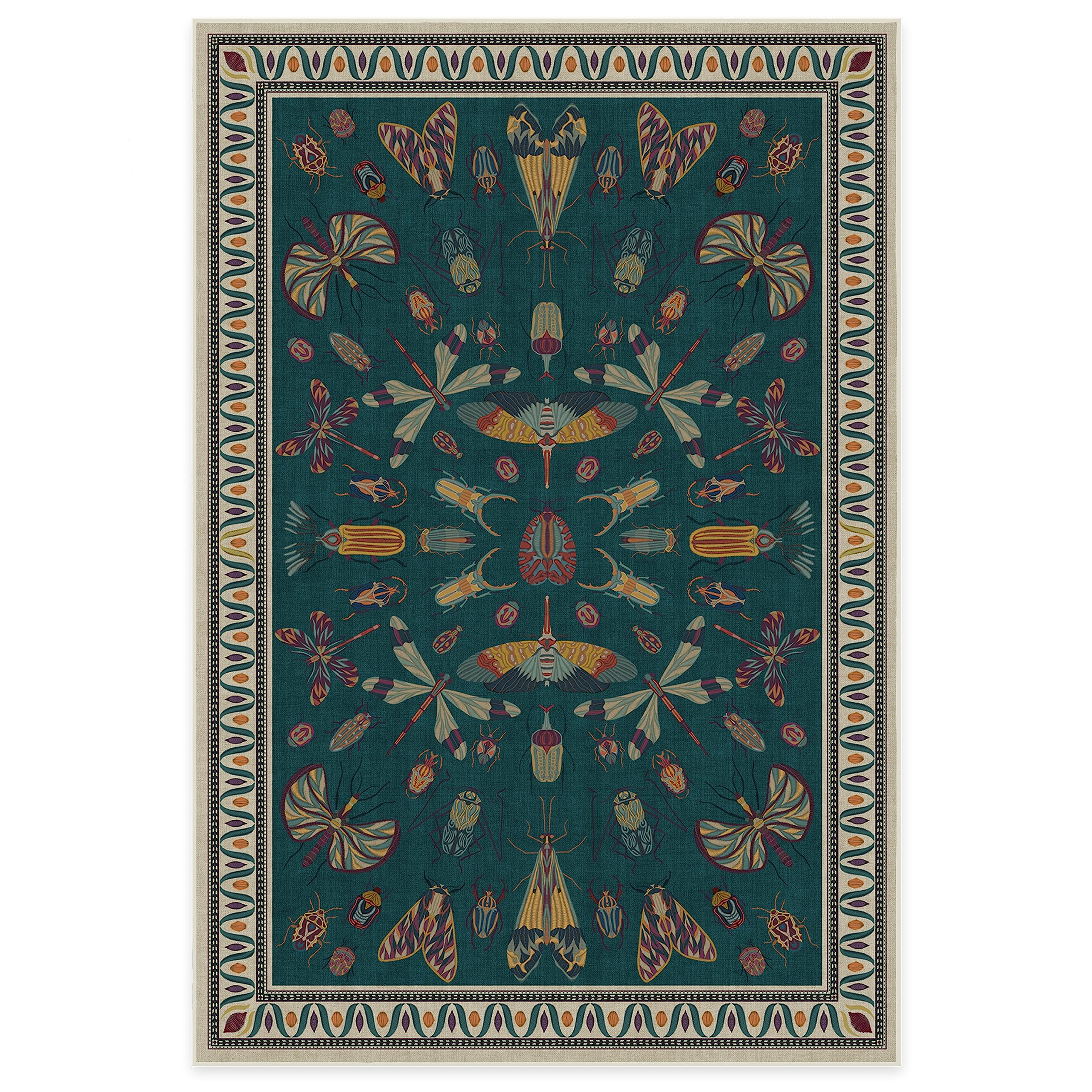 Amazon.com: RUGGABLE Washable 6x9 Area Rug, Flutterby Teal, Premium ...