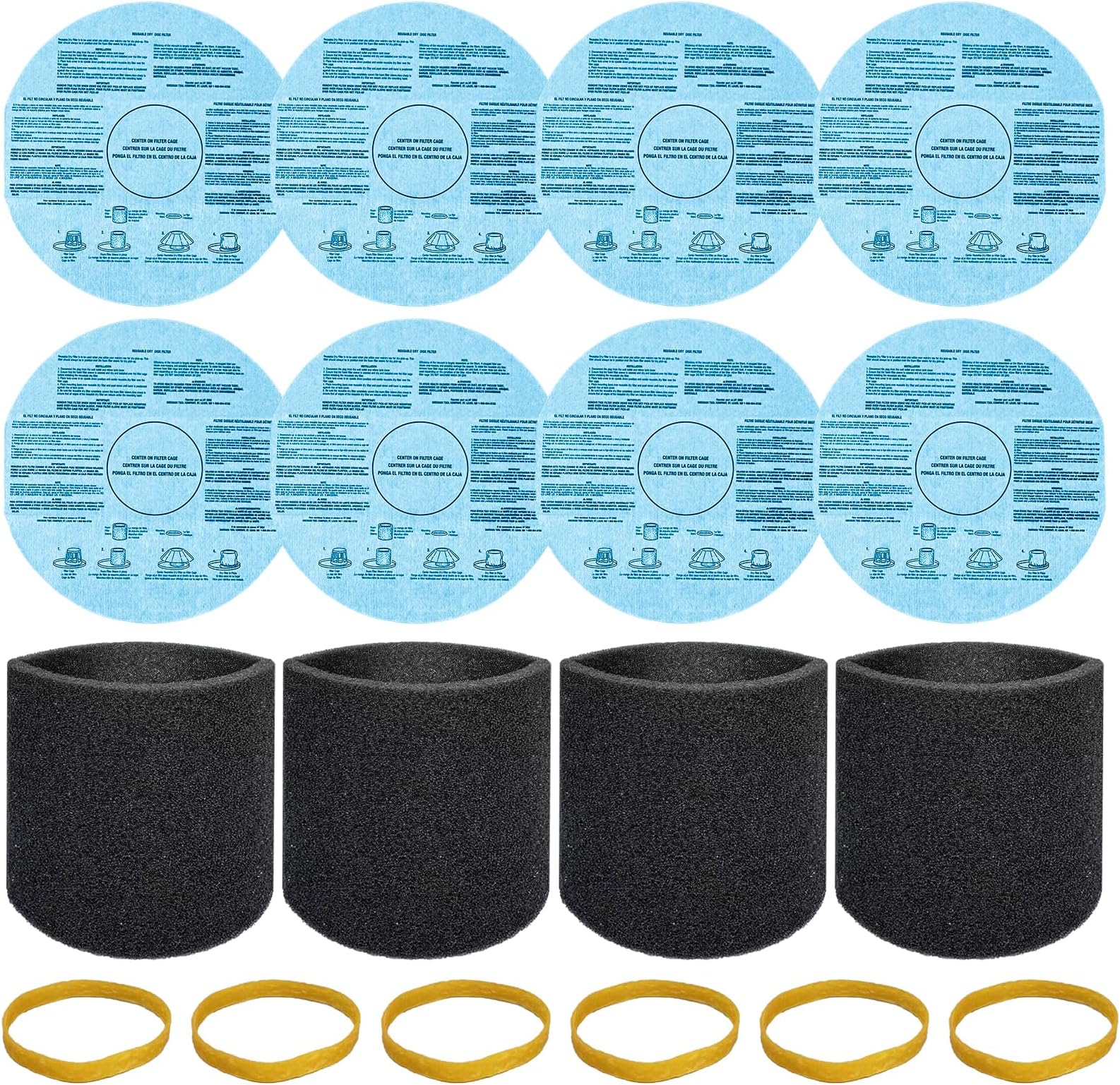 8 Pack 90107/90137 Reusable Dry Filters and 4 Pcs 90585 Foam Sleeve ...