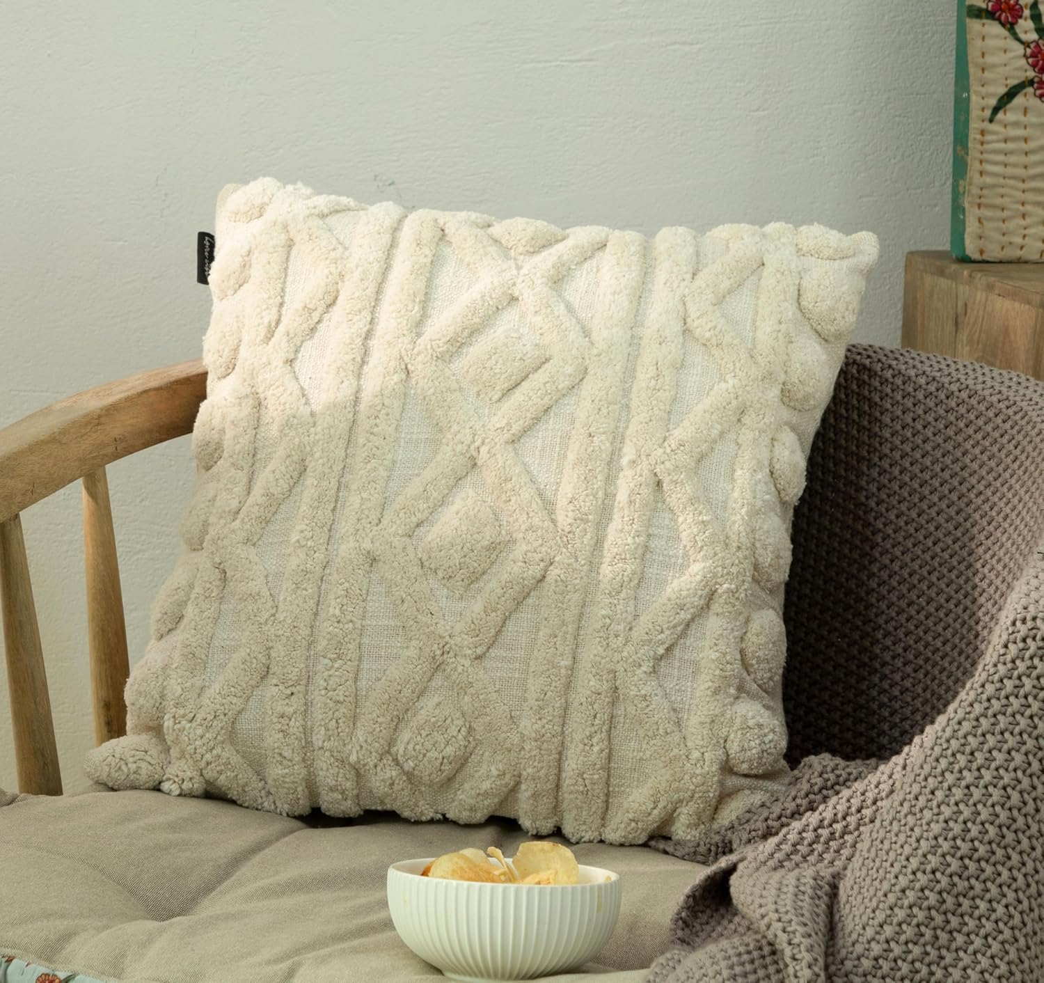 Amazon.com: HOME WIBE Tufted Boho Pillow Covers 18X18 Inch Throw Pillow ...