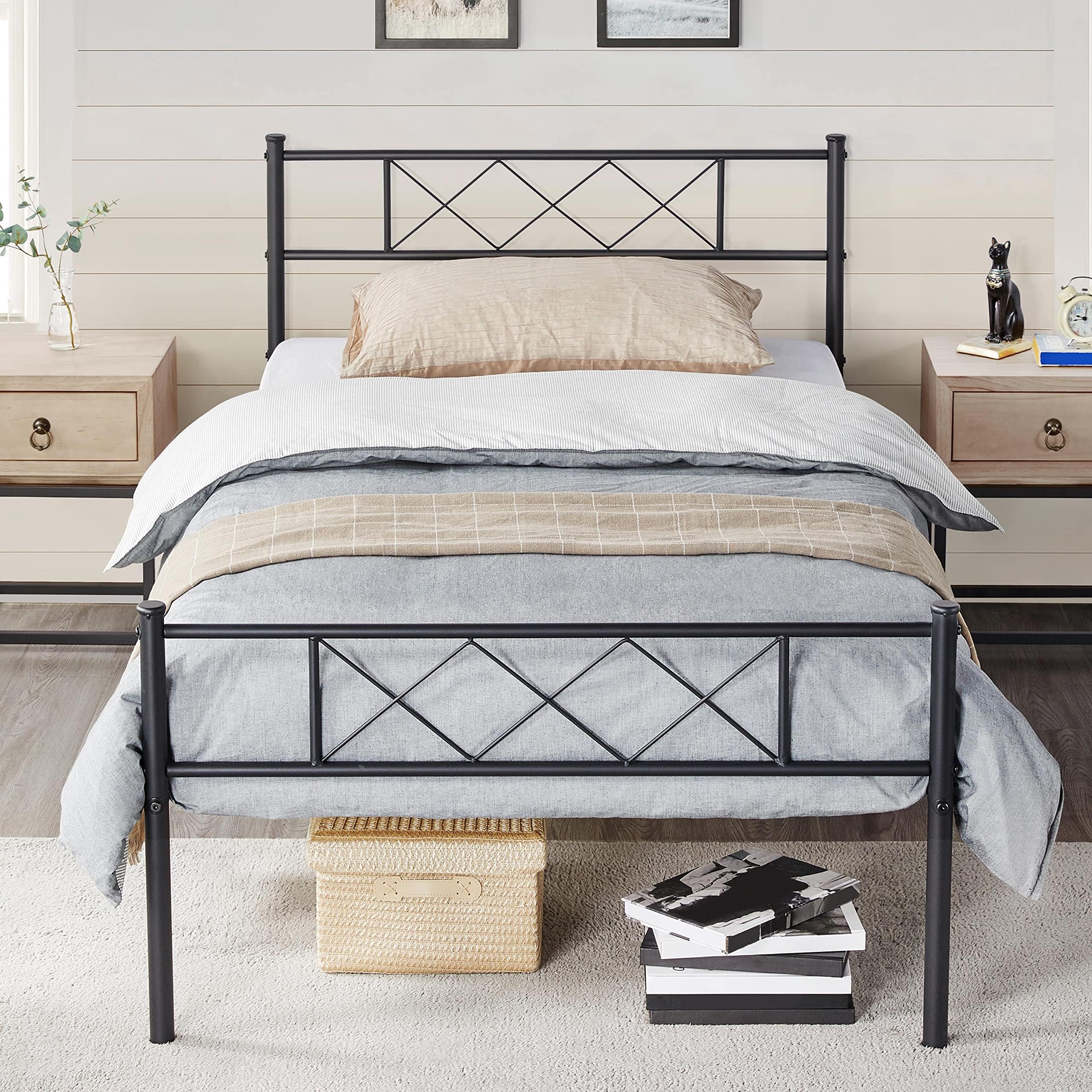 Yaheetech Cama Individual Base de Cama Metal Base Estructura de Cama ...