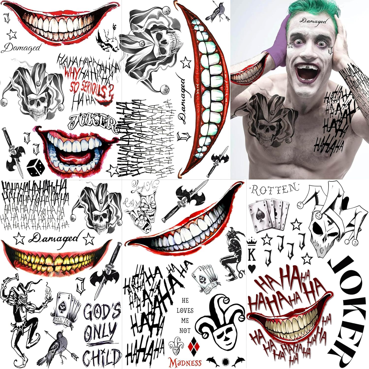 5 Sheets 3D Joker Temporary Tattoos For Men Women Nepal | Ubuy
