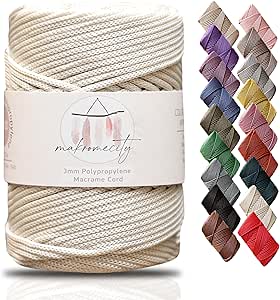 Amazon.com: Makromecity, Premium Polyester Macrame Cord 3mm x 131 Yards ...