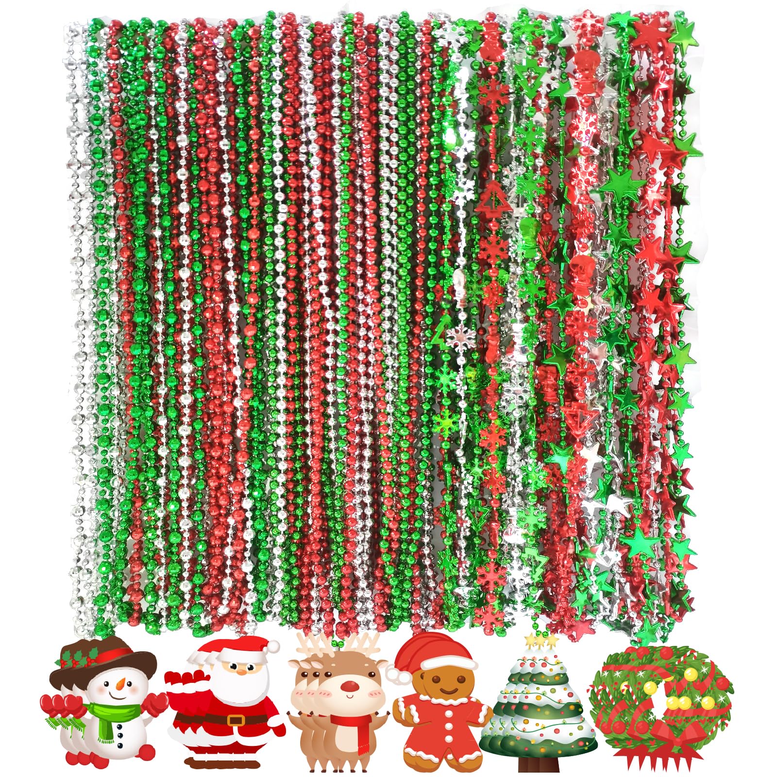 Amazon.com: Becfupo 100 Pcs Christmas Beads Necklaces Bulk, Red Green ...