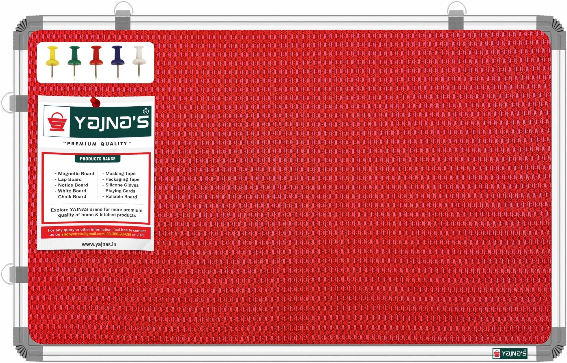 YAJNAS® 89x59 CM Premium Material Red Color Notice Board/Soft Board ...