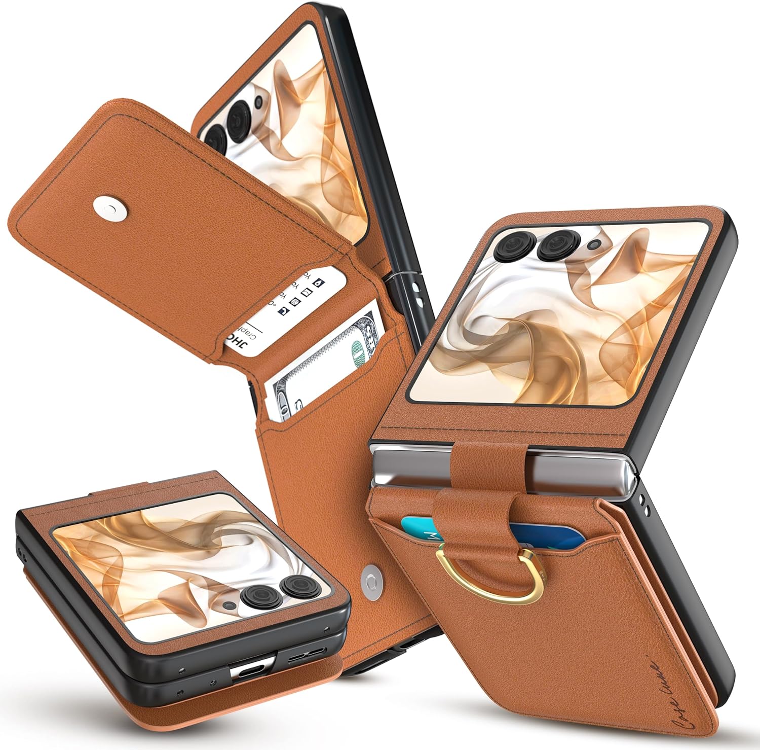 Amazon.com: Motorola Razr 2024 Case, Tan Color, Wallet with Ring and ...