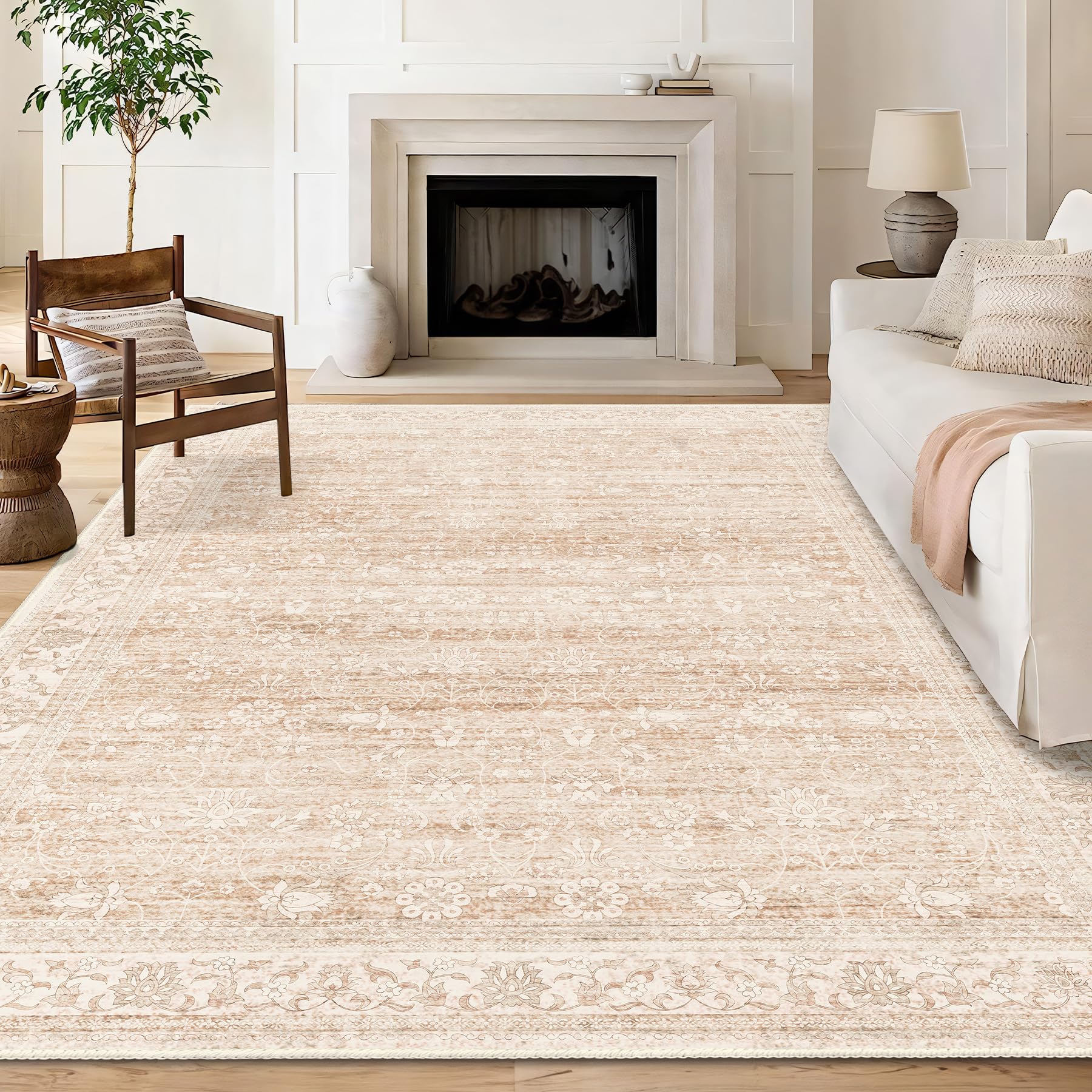 Area Rugs 5x7, Beige Washable Rugs for Living Room Bedroom Dining Room ...