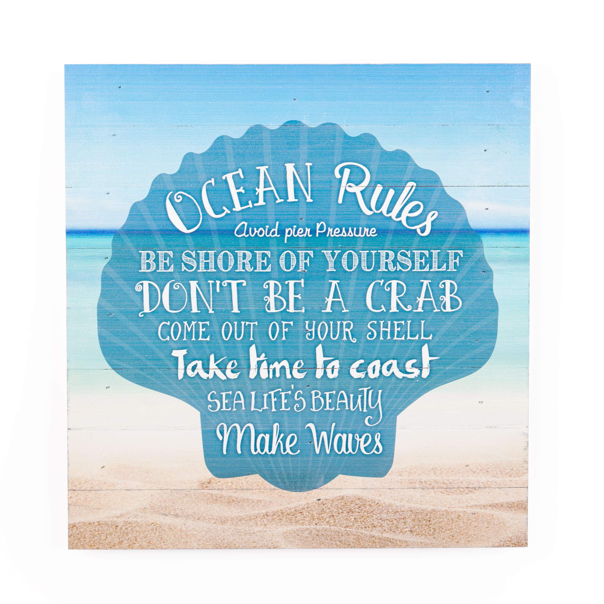 Amazon.com: Ocean Rules Seashell Beach Design 12 x 12 Wood Pallet ...