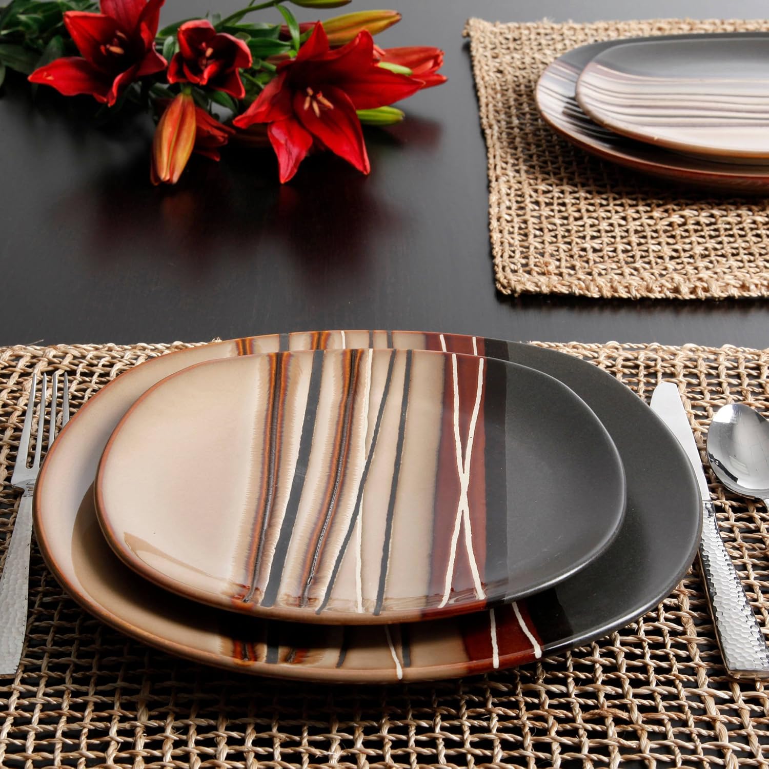 Amazon.com | Better Homes and Gardens Bazaar Brown 16-Piece Dinnerware ...