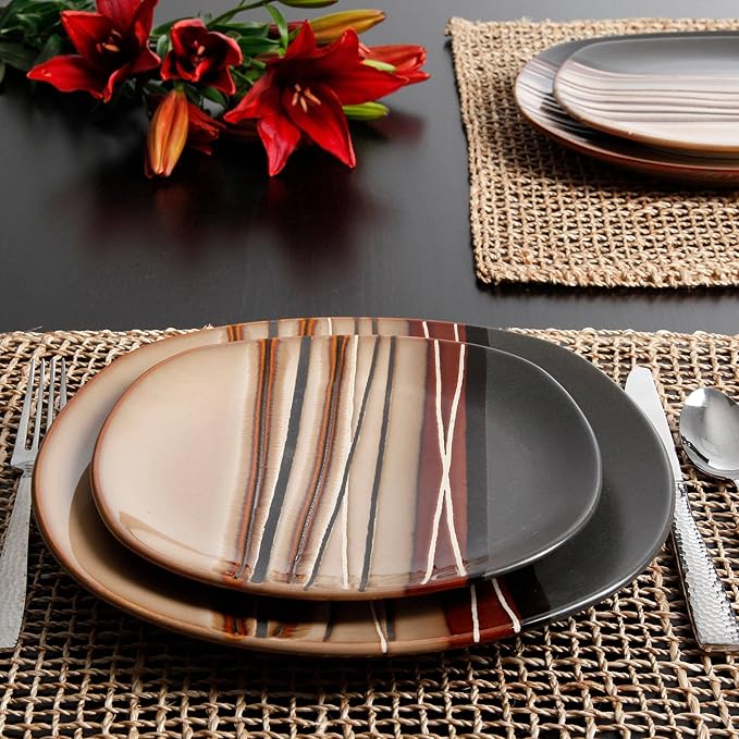 Amazon.com | Better Homes and Gardens Bazaar Brown 16-Piece Dinnerware ...