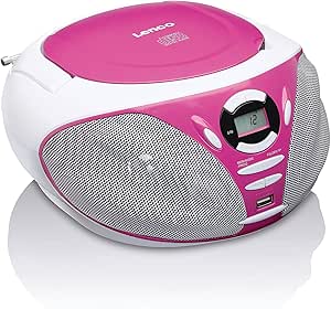 Lenco SCD-300 Tragbares Stereo FM Radio/CD und MP3 Player Boombox mit USB-Wiedergabe Rose ...