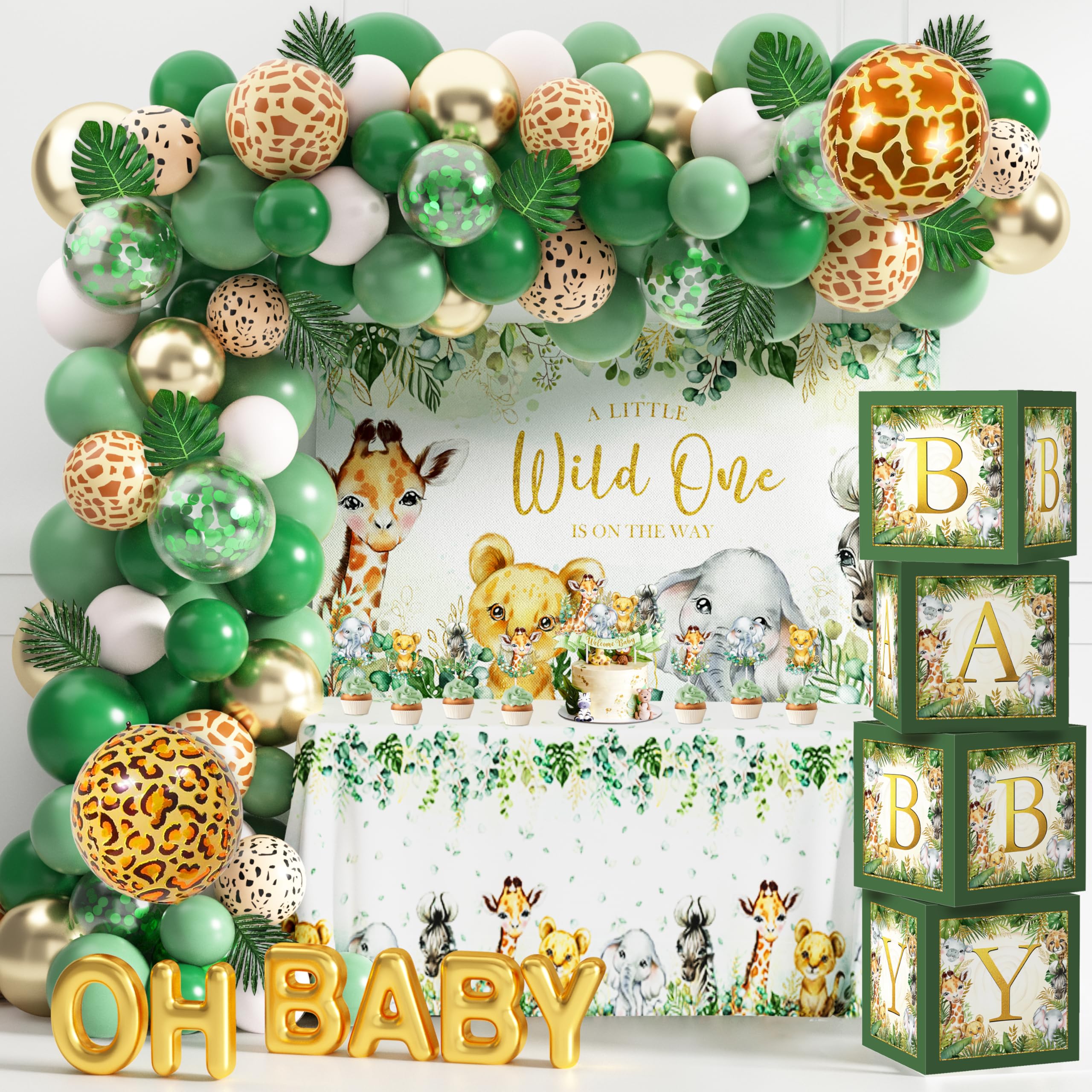 Amazon.com: JOPHMO Safari Jungle Baby Shower Decorations for Boy Girl ...