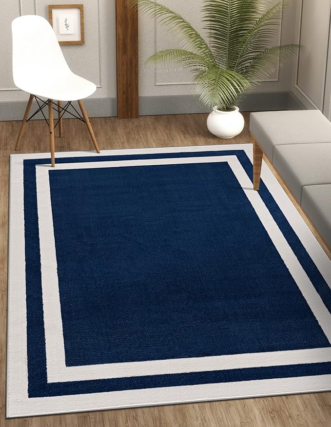 Amazon.com: CAMILSON Navy Blue Area Rug, 5'3" x 7'0" Bordered, for ...