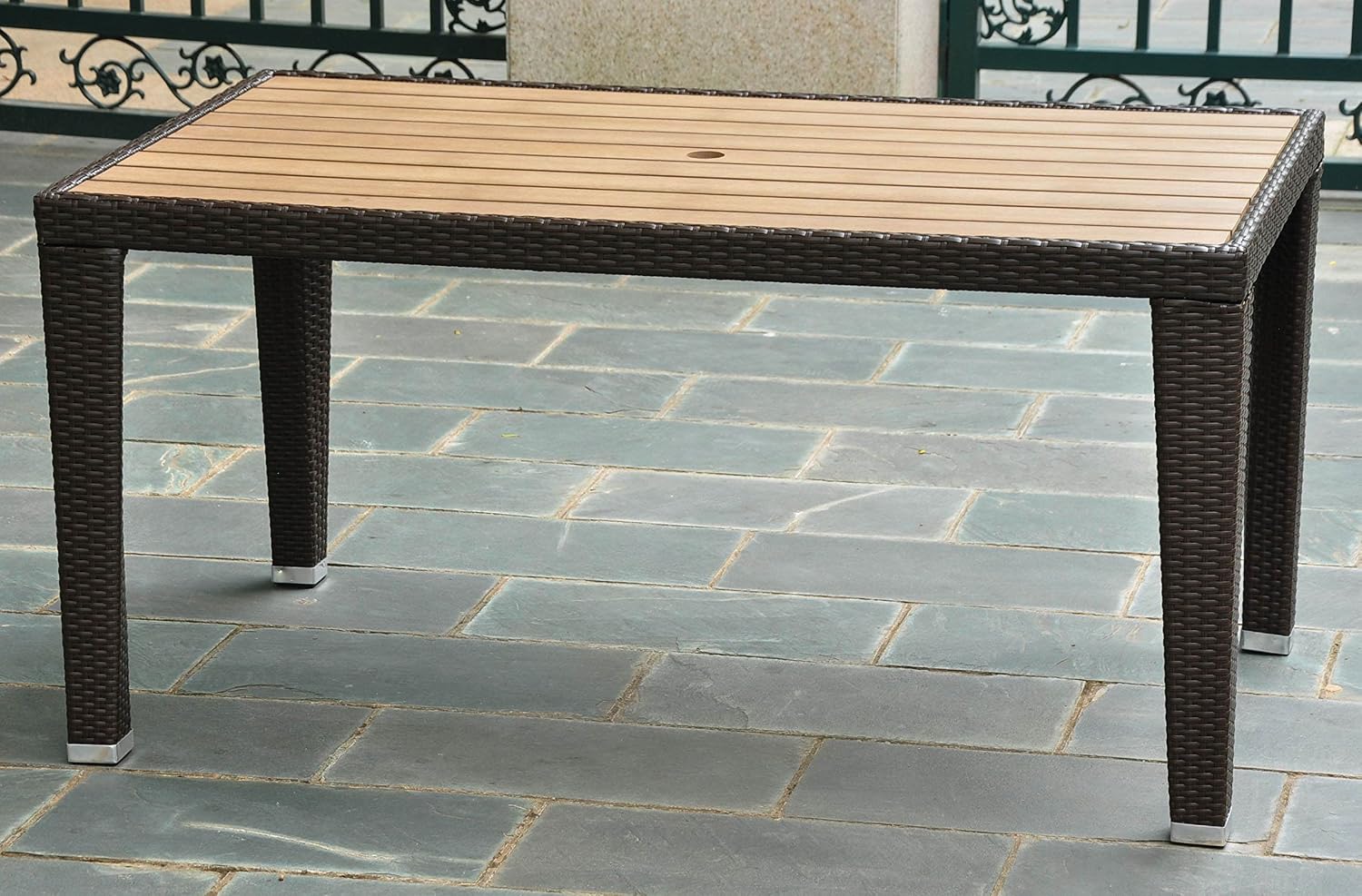 Amazon.com : International Caravan Rectangular Patio Dining Table in ...