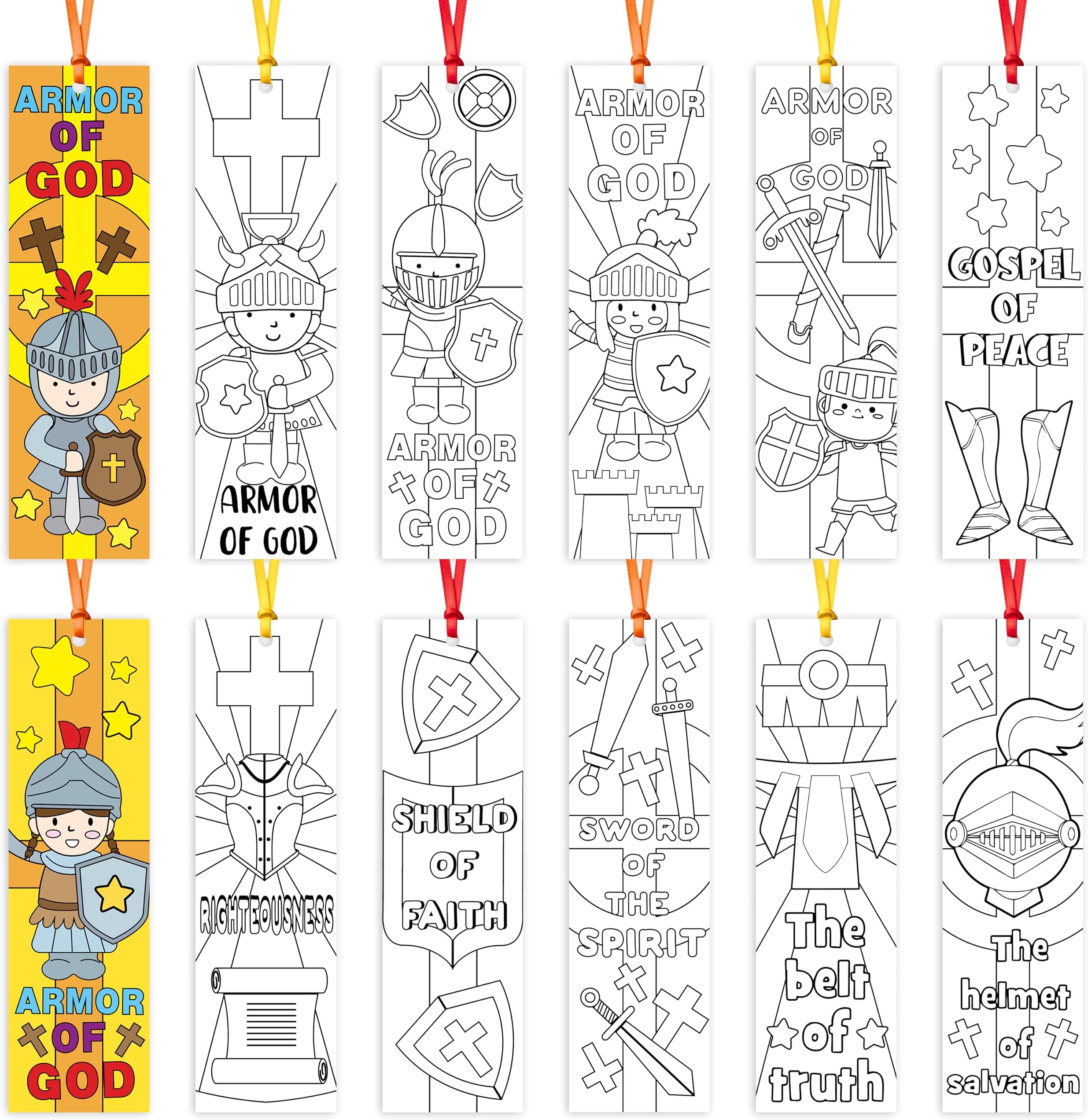 Amazon.com: Tellingyou 120 Pcs Laminated Armor of God Bookmarks The ...