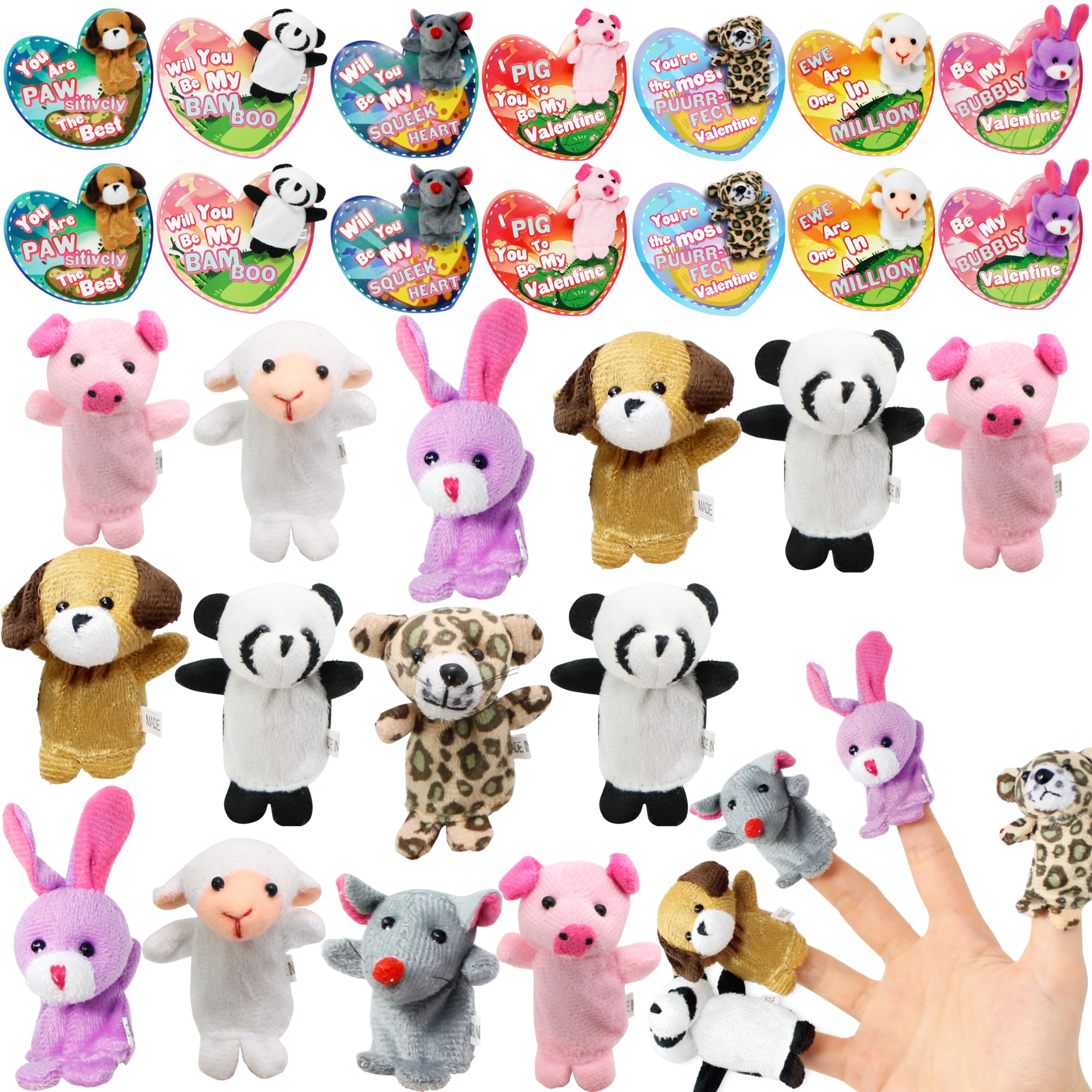 Amazon.com: JOYIN 28 Packs Valentines Day Animal Finger puppet with ...