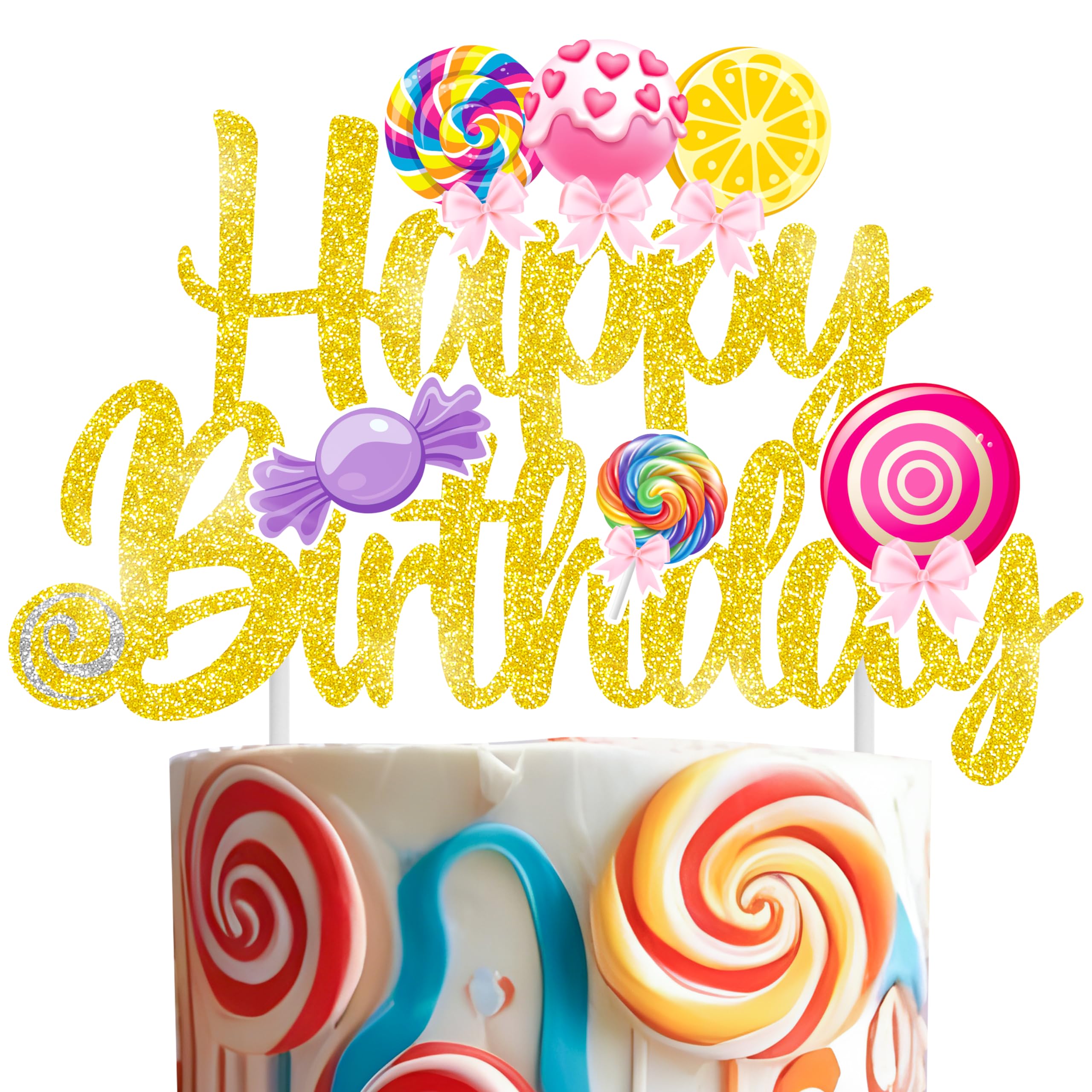 Amazon.com: Lollipop Birthday Cake Topper Candy Party Supplies ...