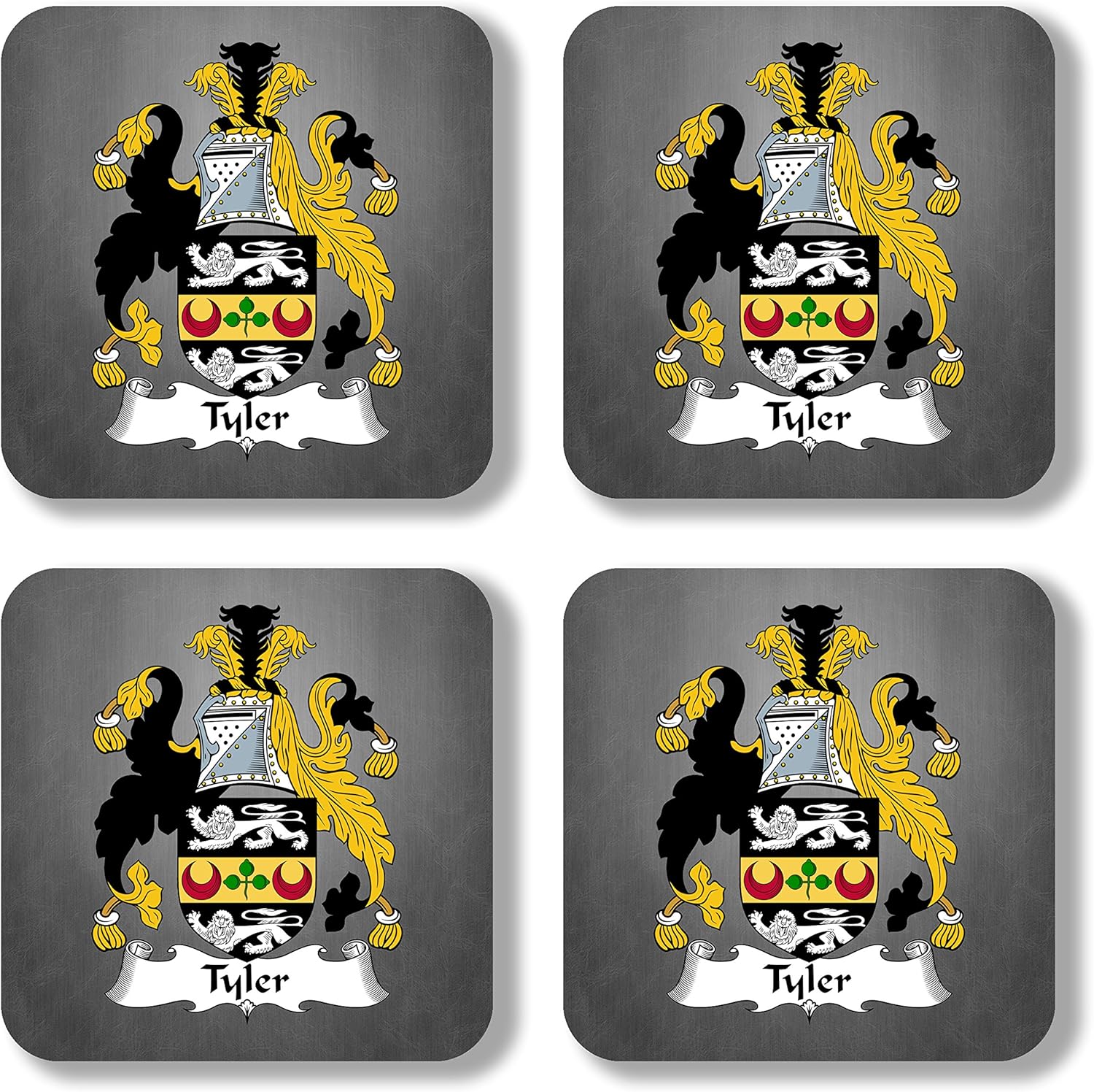 Amazon.com: Tyler Coat of Arms/Family Crest Coaster Set, by Carpe Diem ...