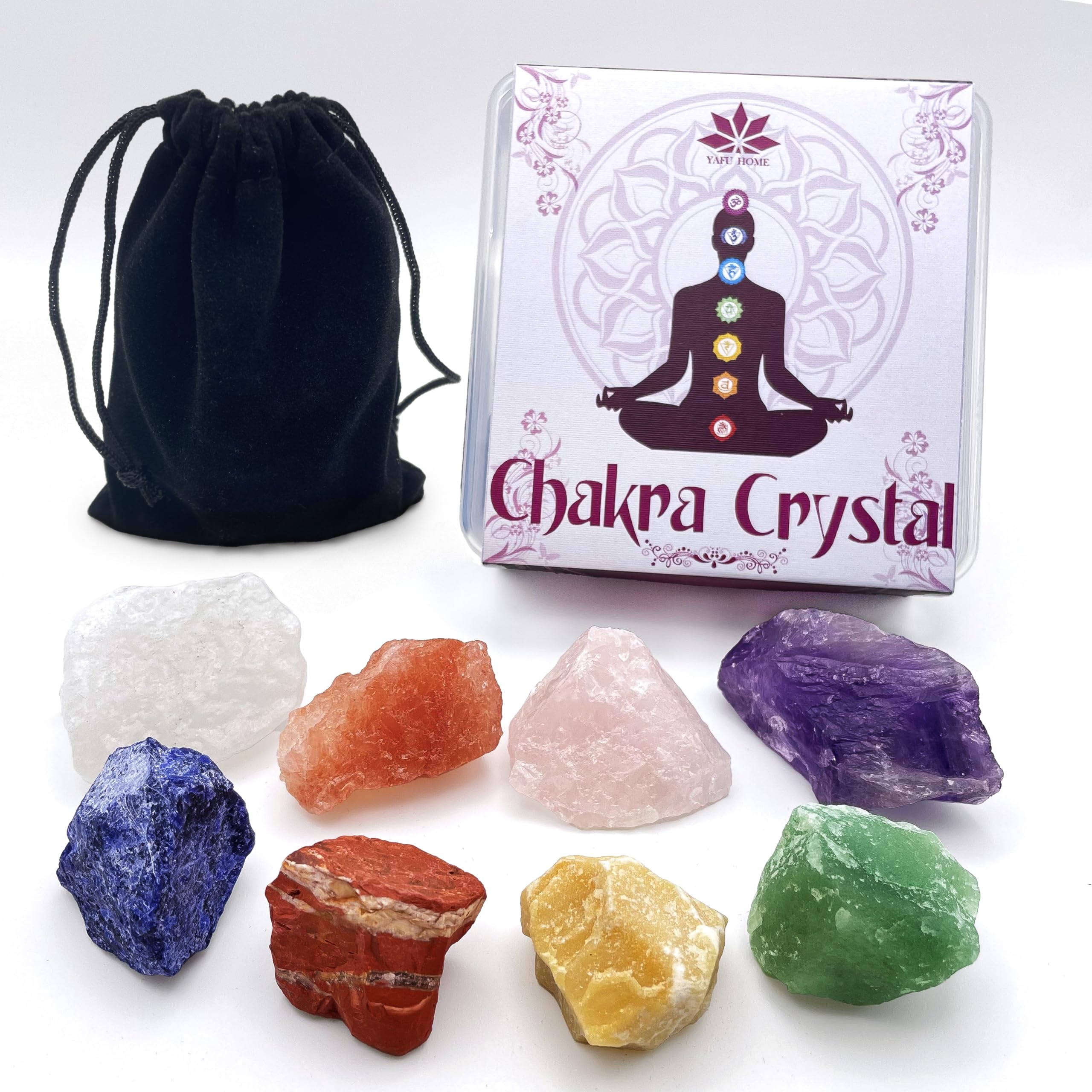 Amazon.com: YAFU HOME Chakra Healing Crystals Set Gift Box,8 Raw Stones ...