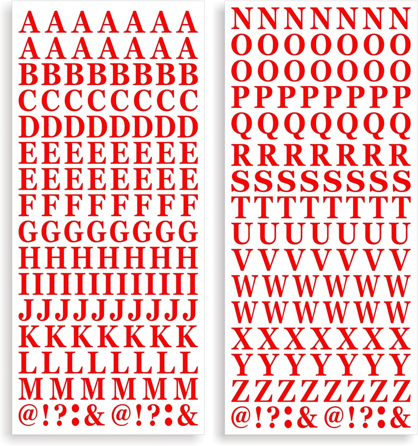 228 X 10 mm (Tall) Vinyl A-Z Letters and 20 x Punctuation Marks Self ...