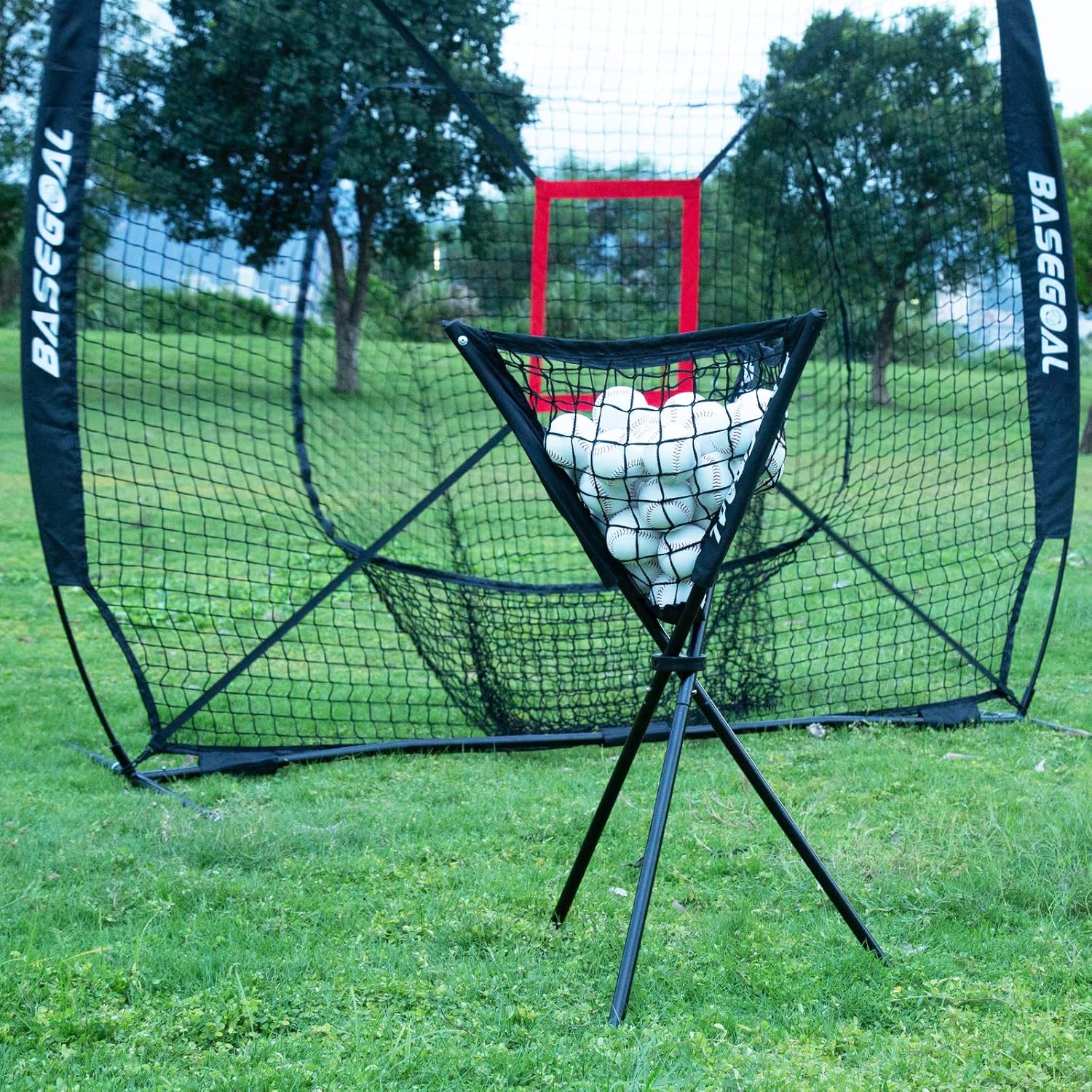 7’×7′ Baseball Softball Practice Net,Baseball Backstop,with Batting Tee ...