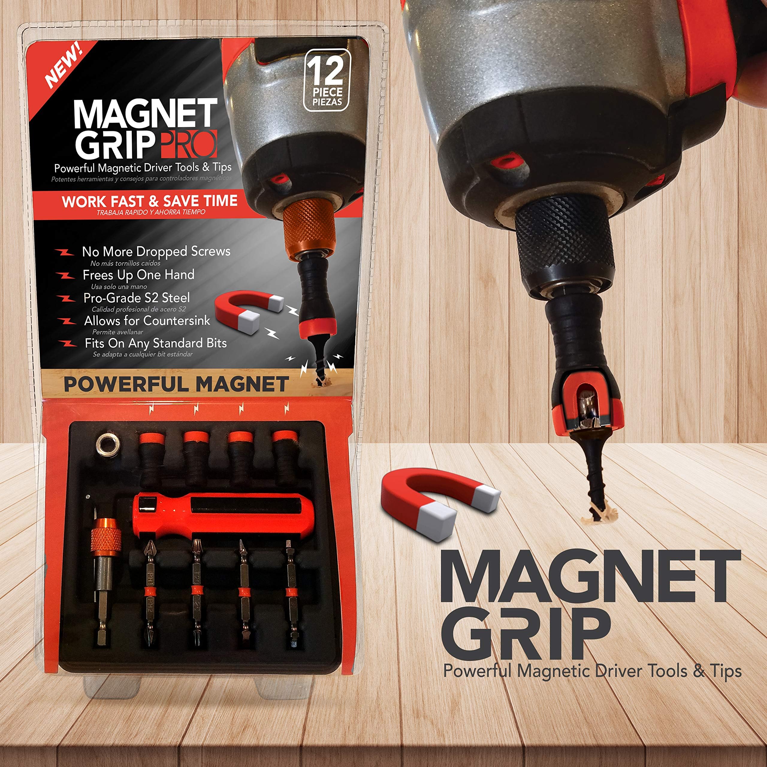 Amazon.com: Magnet Grip Pro | Magnetic Drill Bit Set | Magnetic Collar ...