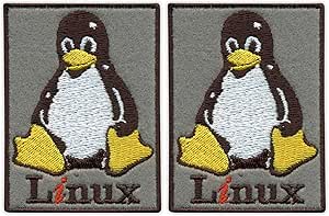 Amazon.com: Set of Two - Linux Operating System - Tux, Grey Background ...