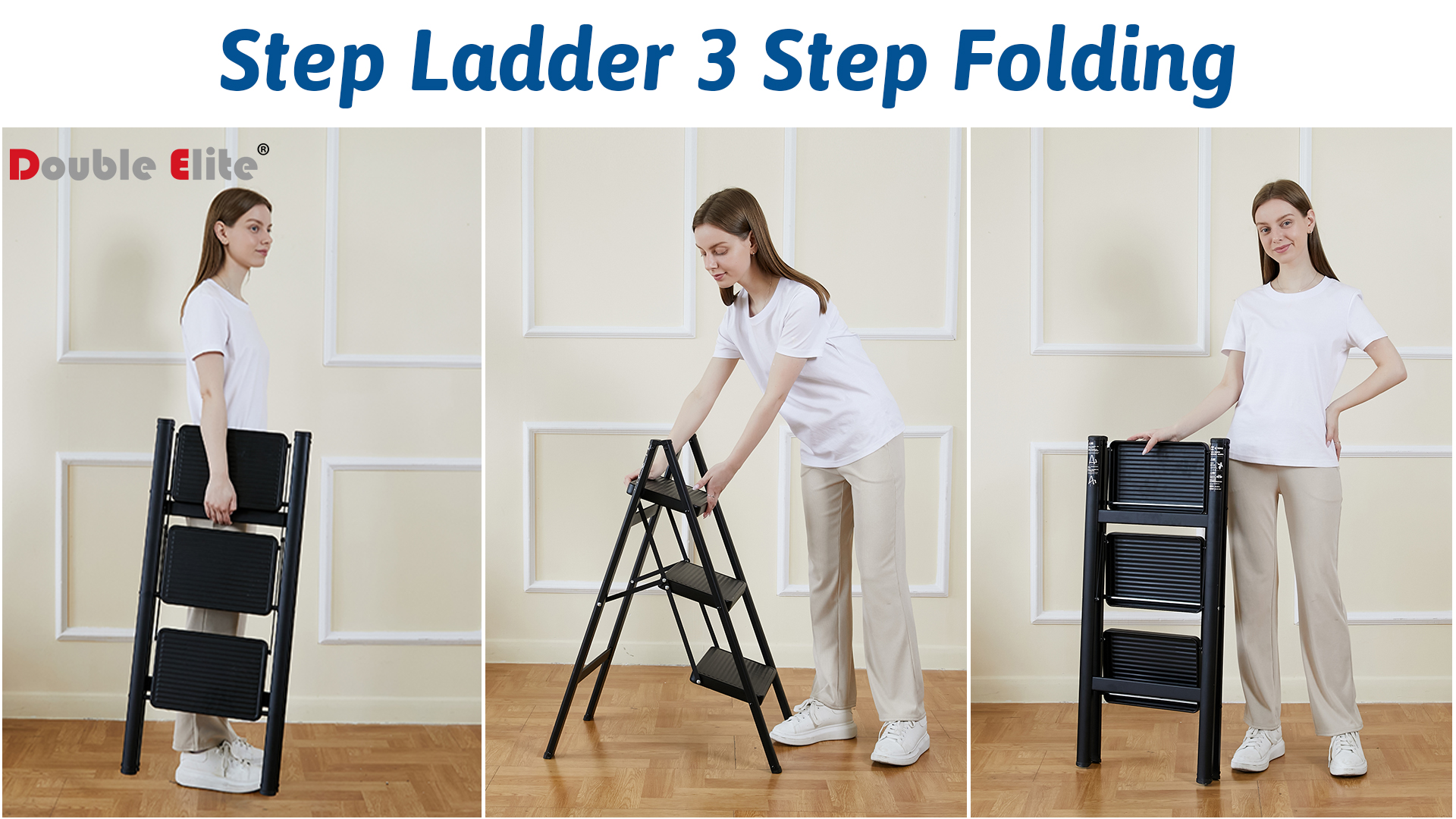 Watch Double Elite sturdy step ladder 3 step folding for adults on ...