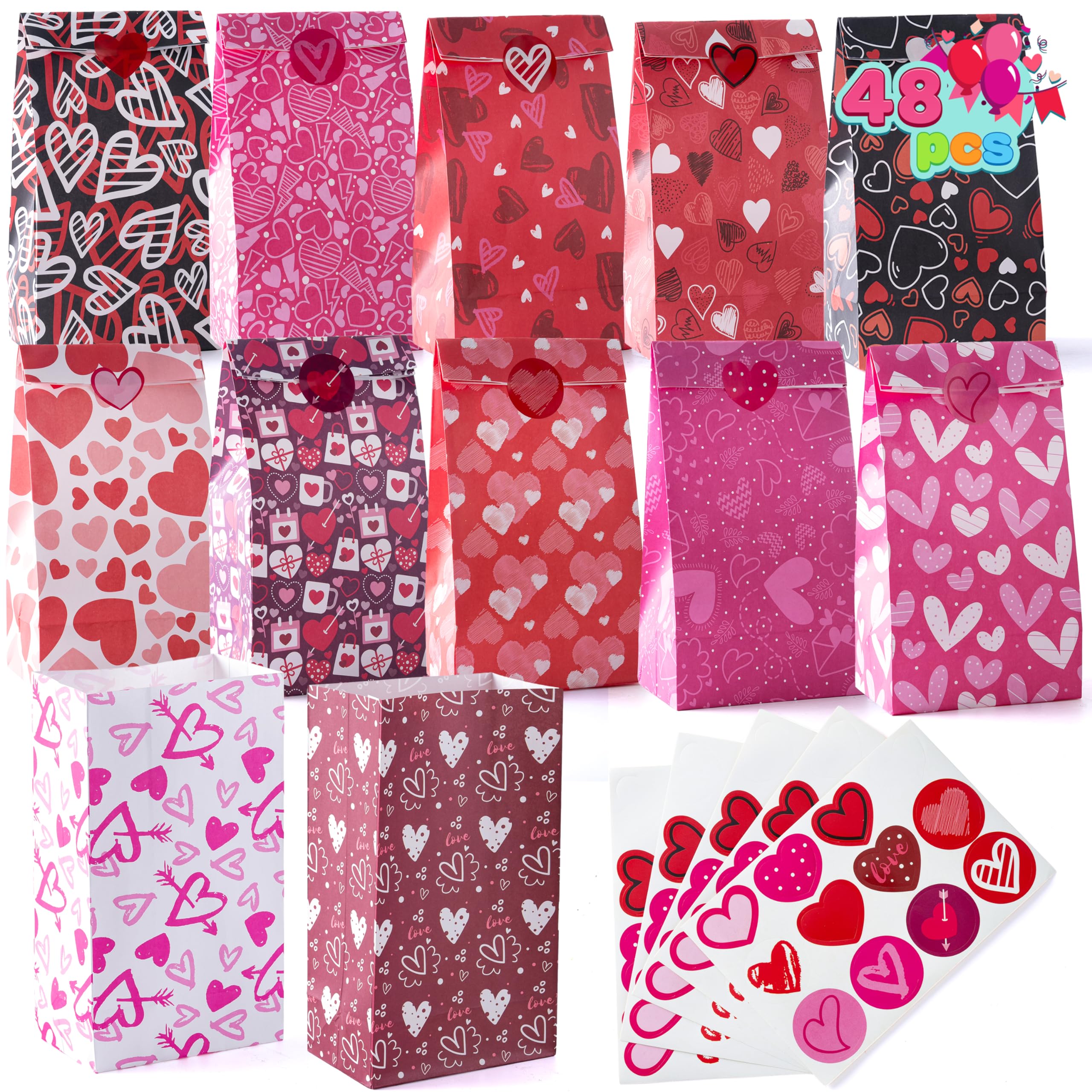 Amazon.com: JOYIN 48 Pcs Valentines Paper Gift Bags, Goodie Bags for ...