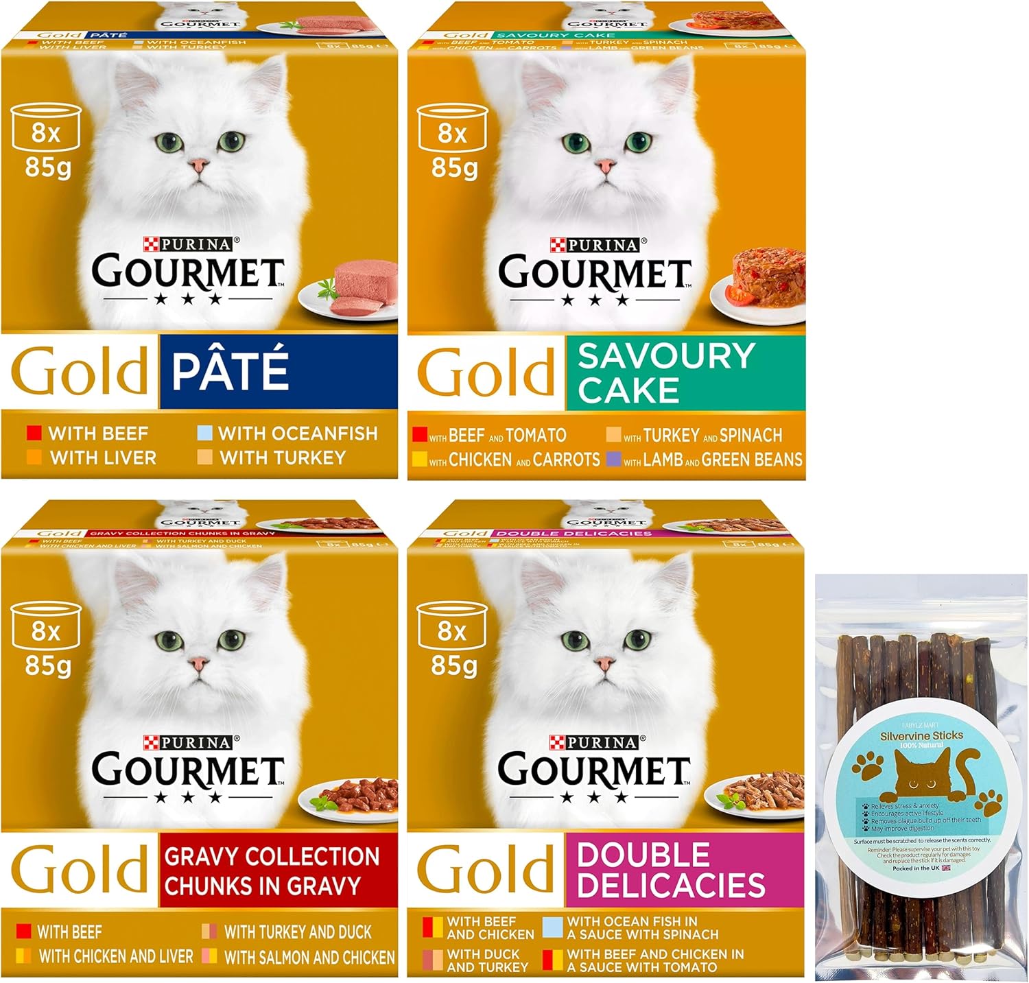 Gourmet Cat Food Wet Bundle includes Pate, Savoury Cake, Chunks in ...