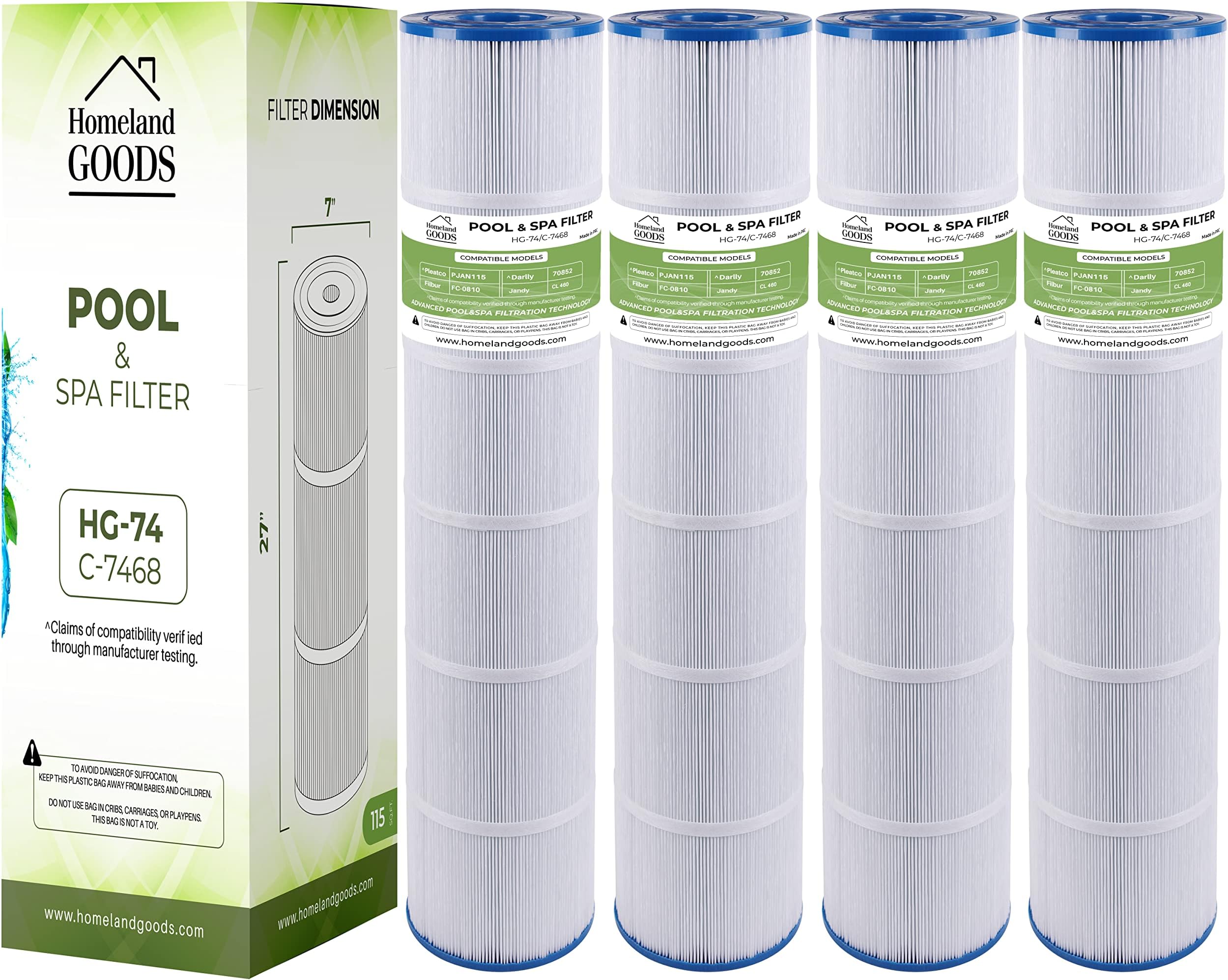 Amazon.com : BLUEFLO Pool Filter Cartridge Replacement for PJAN115 ...