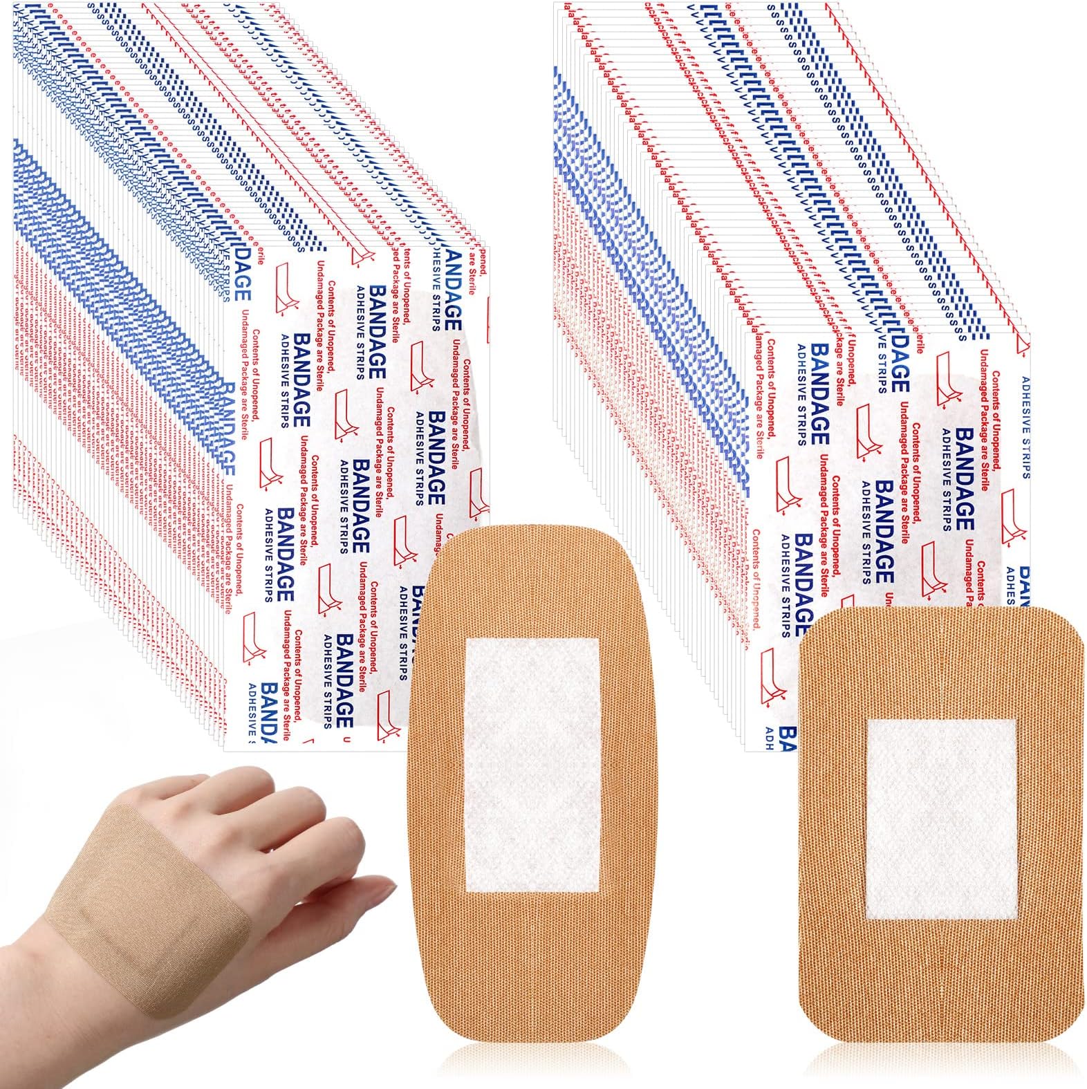 Amazon.com: BBTO 200 Pcs Large Assorted Bandages 2 Styles Flexible ...
