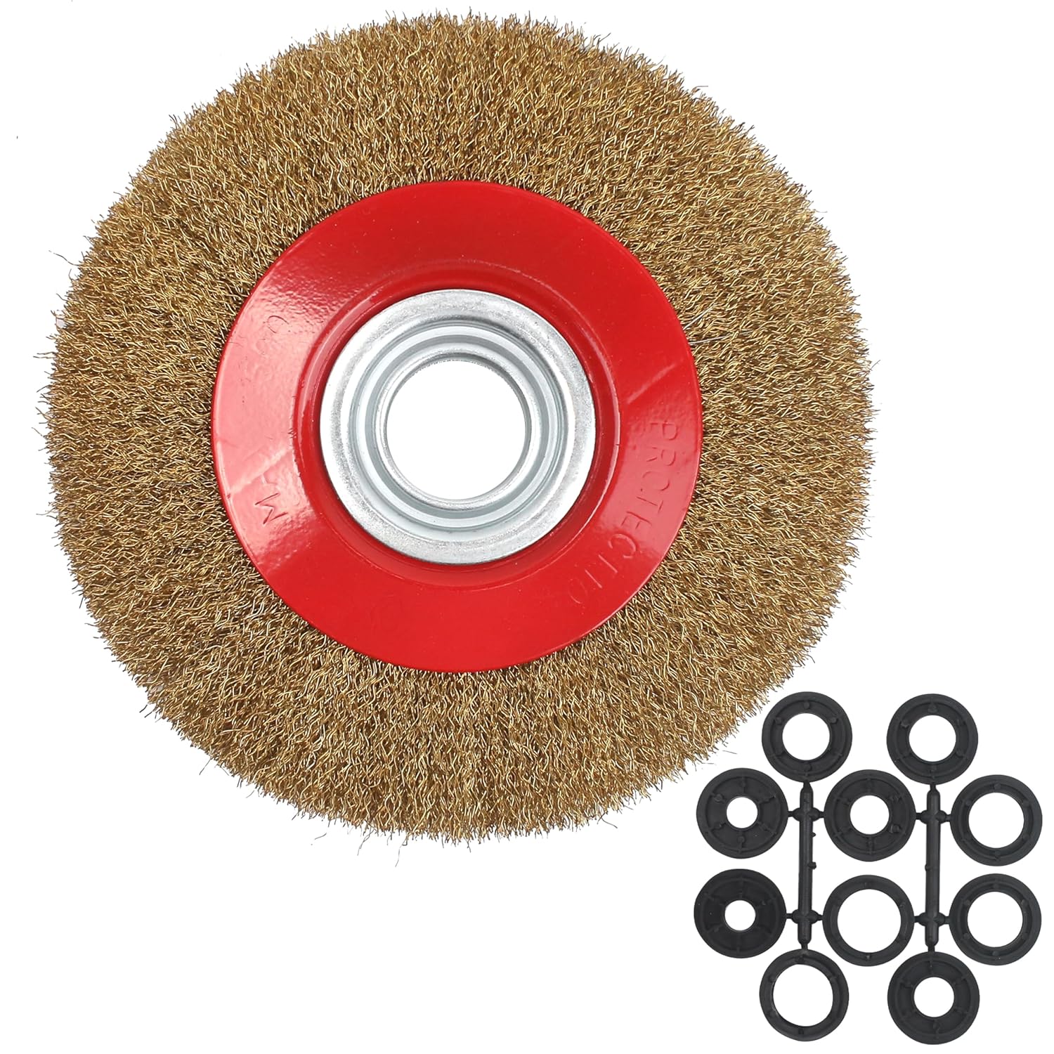 8 Inch Wire Wheel for Bench Grinder, Crimped Steel Brass Coated Brush ...