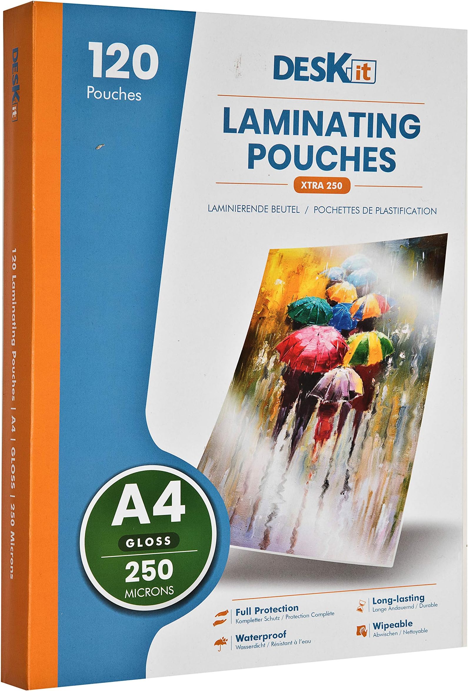 Deskit A3 Laminating Pouches, Glossy, 60 Sheets, 150 Microns - Clear ...