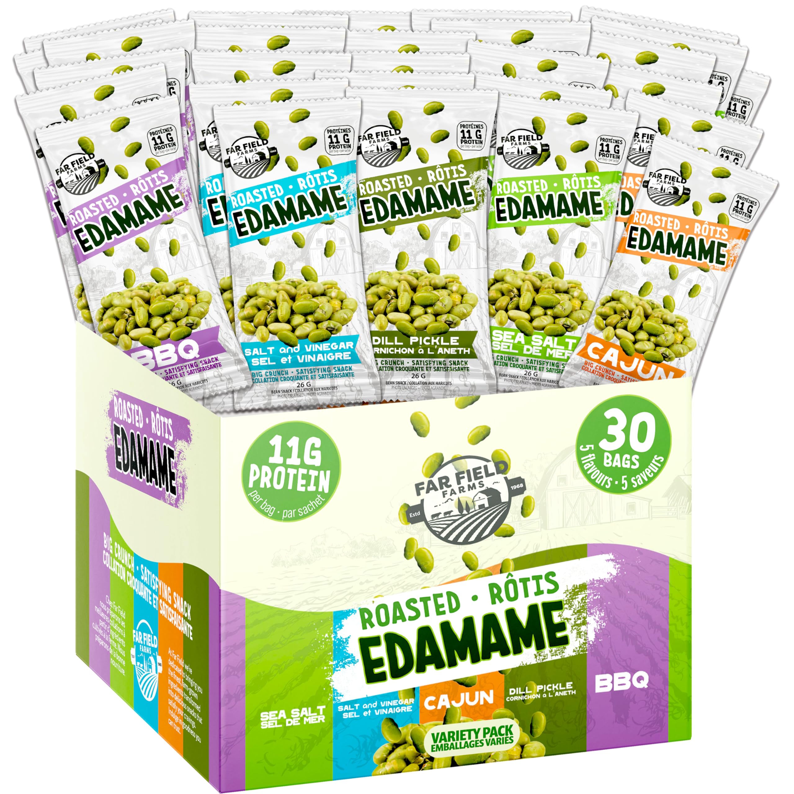 Buy Far Field Crunchy Edamame Beans, 30 Single Serve Snacks, 11 g ...
