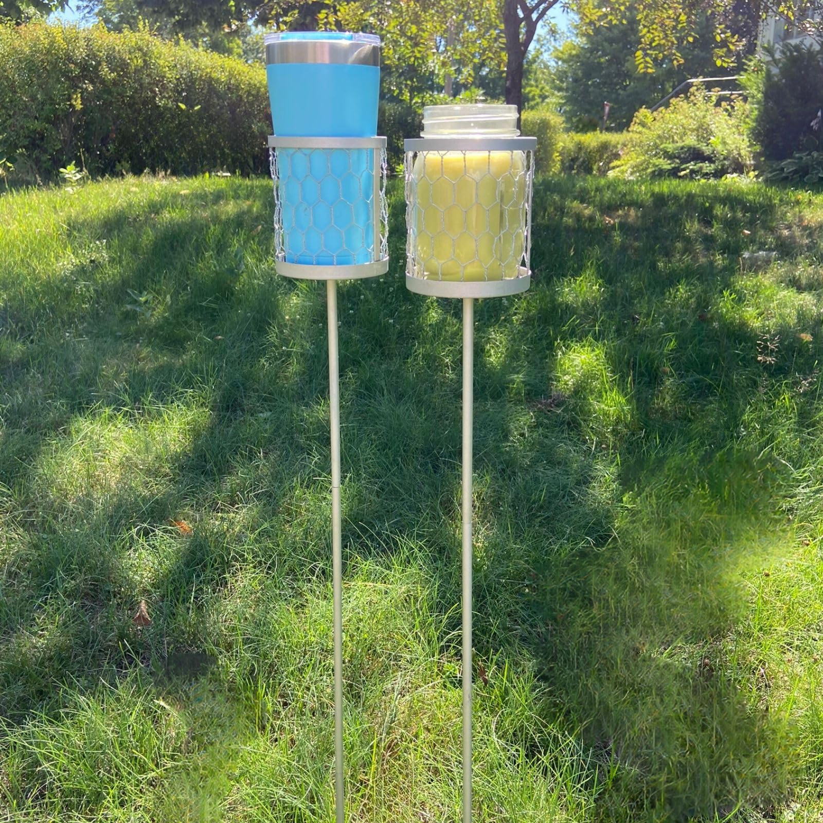 Amazon.com : Clovers Garden Outdoor Drink Holder Steel Stakes (Set of 2 ...