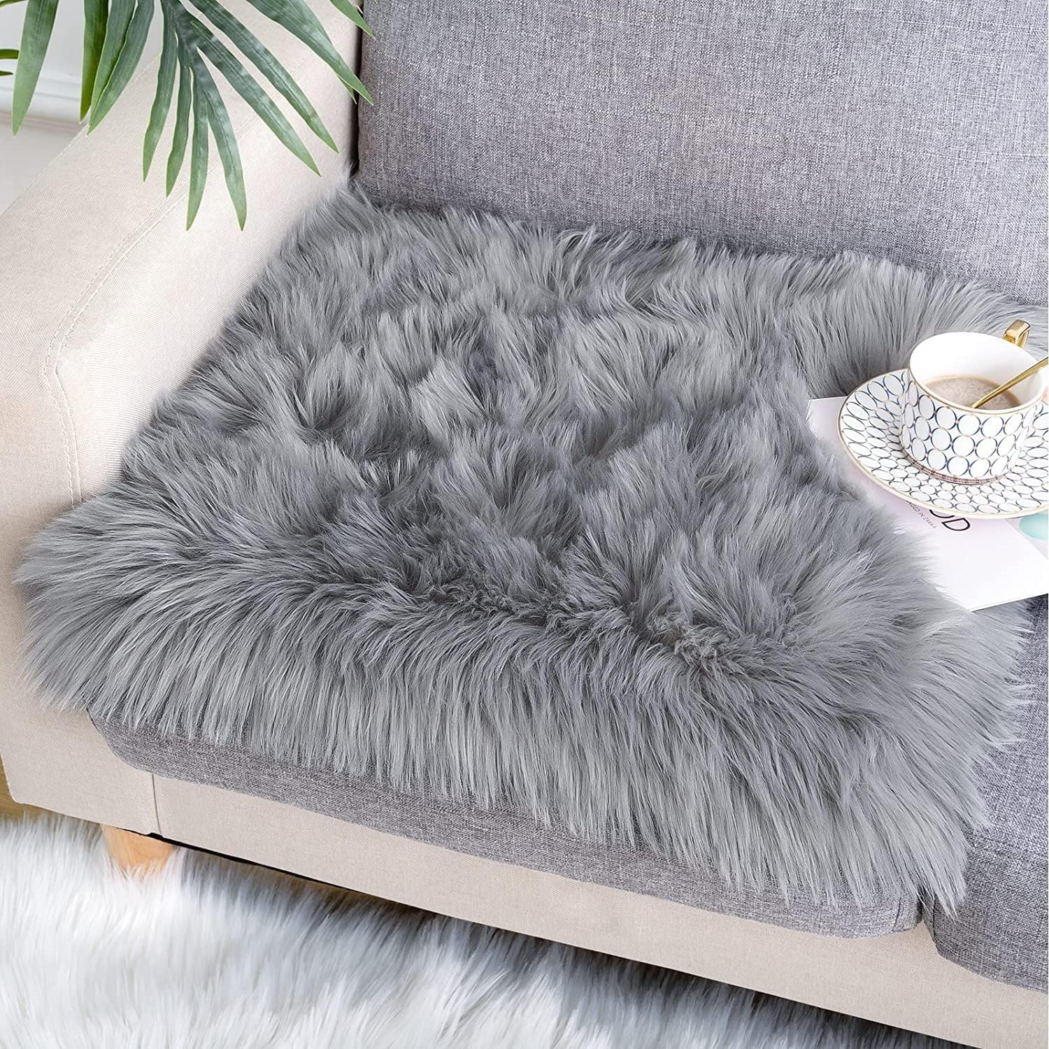 Buy CottonFry Faux Sheepskin Fur Area Rugs Round Fur Throw Rug Floor ...