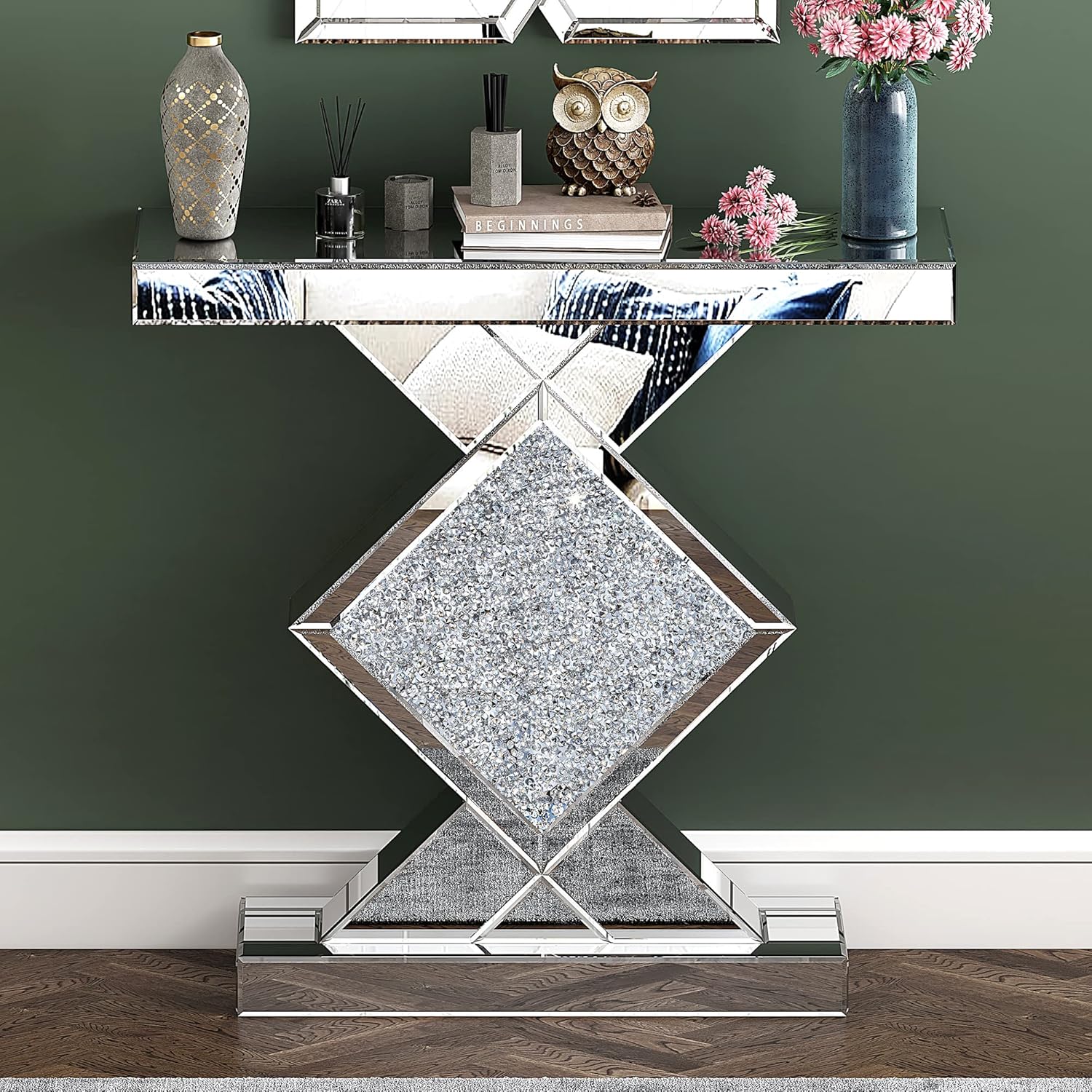 Amazon.com: blingworld Console Table Mirrored, Silver Entryway with ...