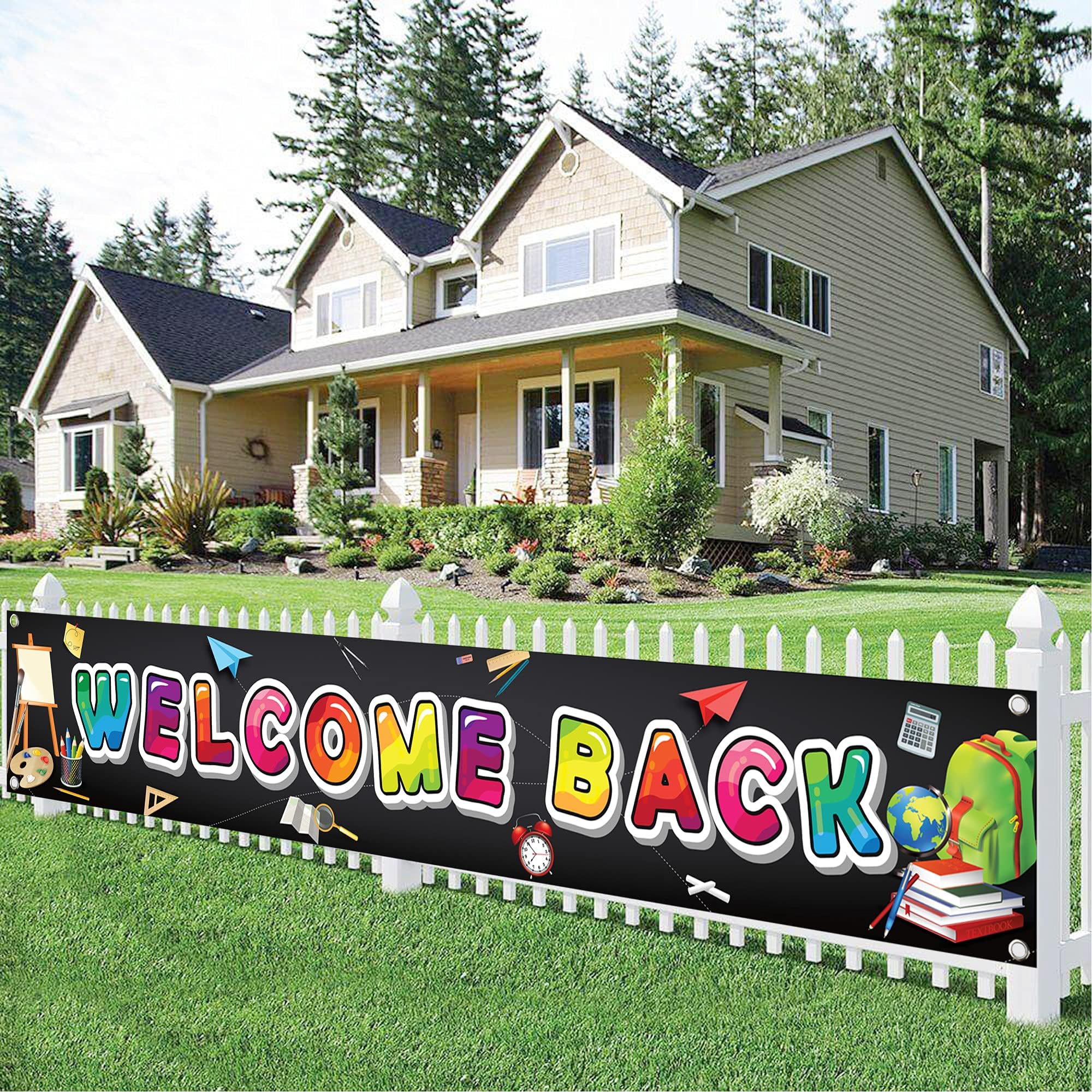 Amazon.com: Large Welcome Back to School Banner - First Day of School ...
