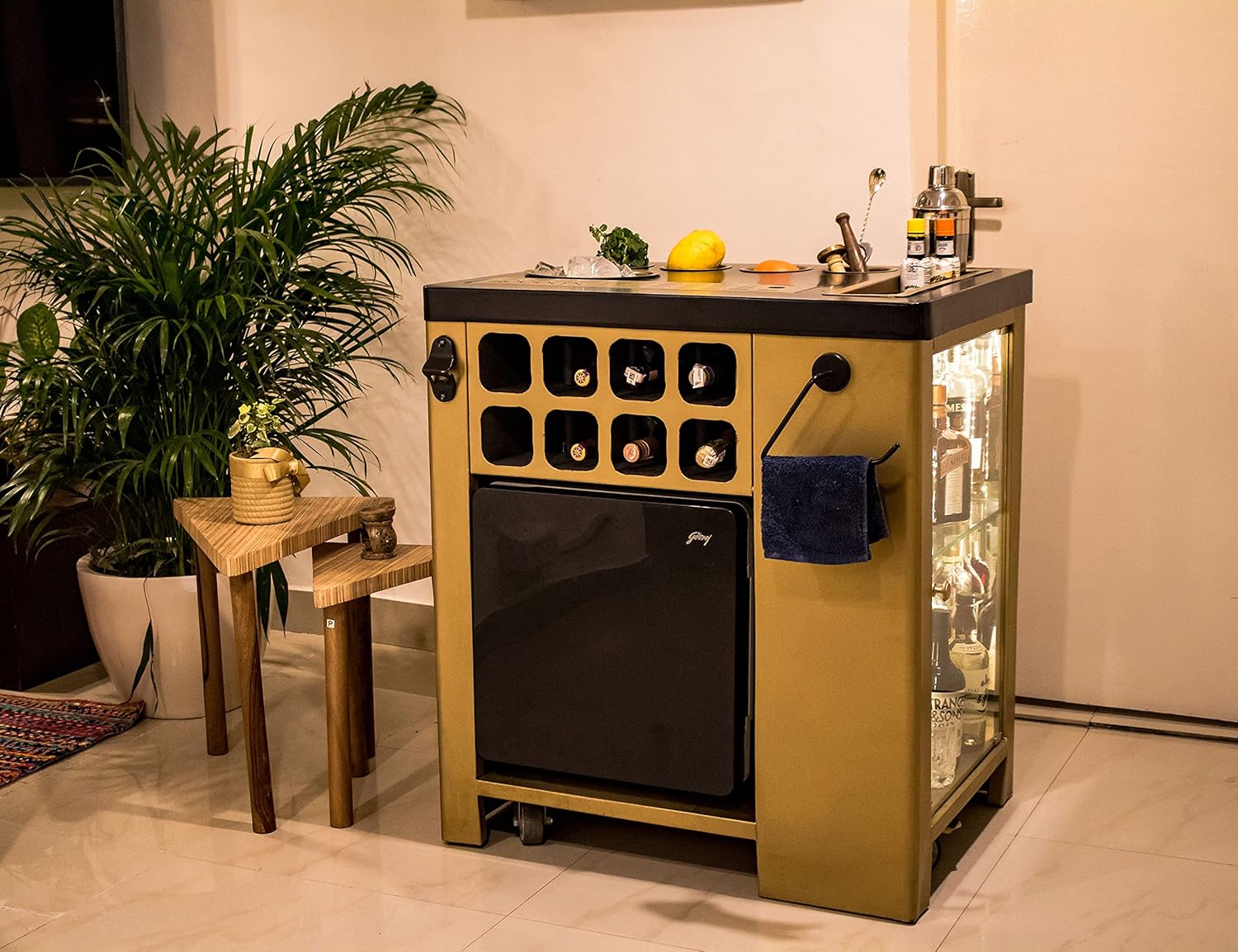 SpeedX Home Bars Steel Model X Bar Cabinet - Matt Gold and Matt Black ...